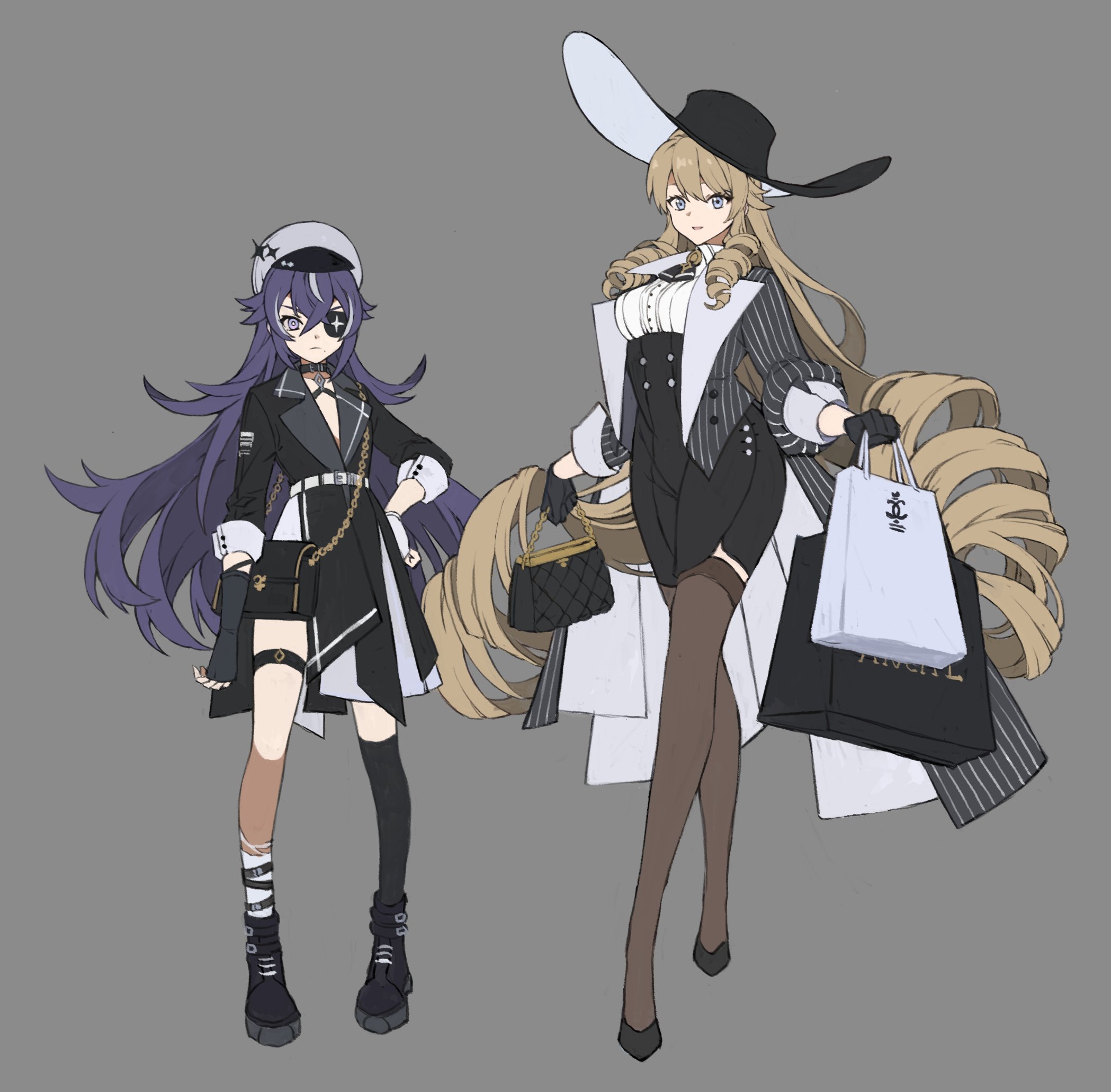 The Big ImageBoard (TBIB) - 2girls alternate costume bag black headwear black skirt black ...