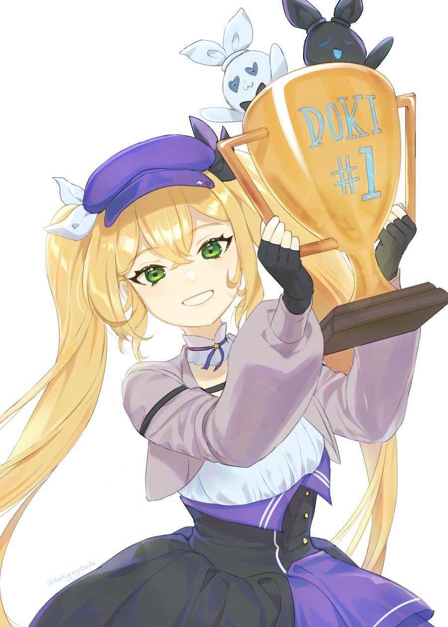 The Big ImageBoard (TBIB) - 1girl beret black gloves blonde hair blue headwear collar cropped ...