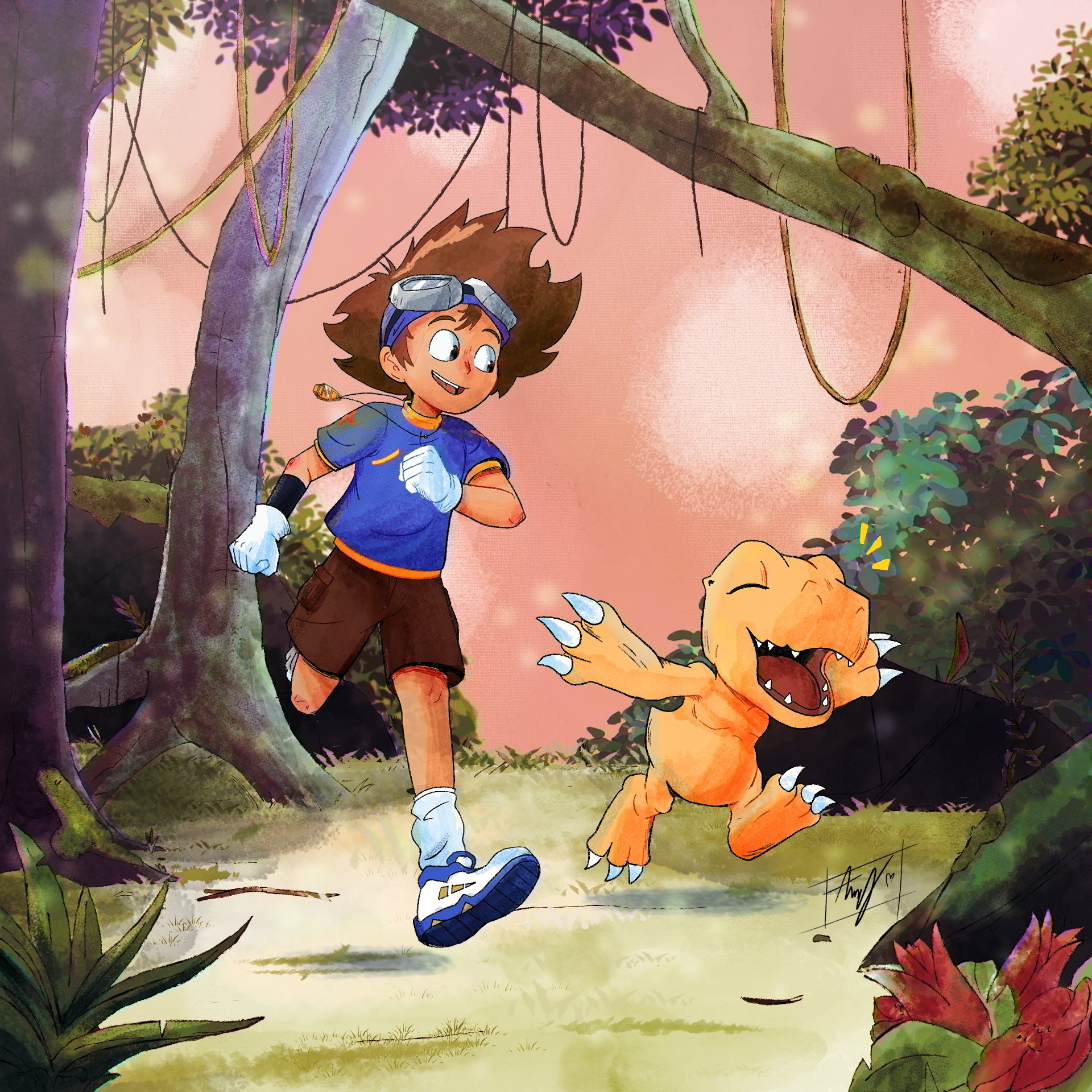 The Big ImageBoard (TBIB) - 2boys agumon blue shirt brown hair brown ...