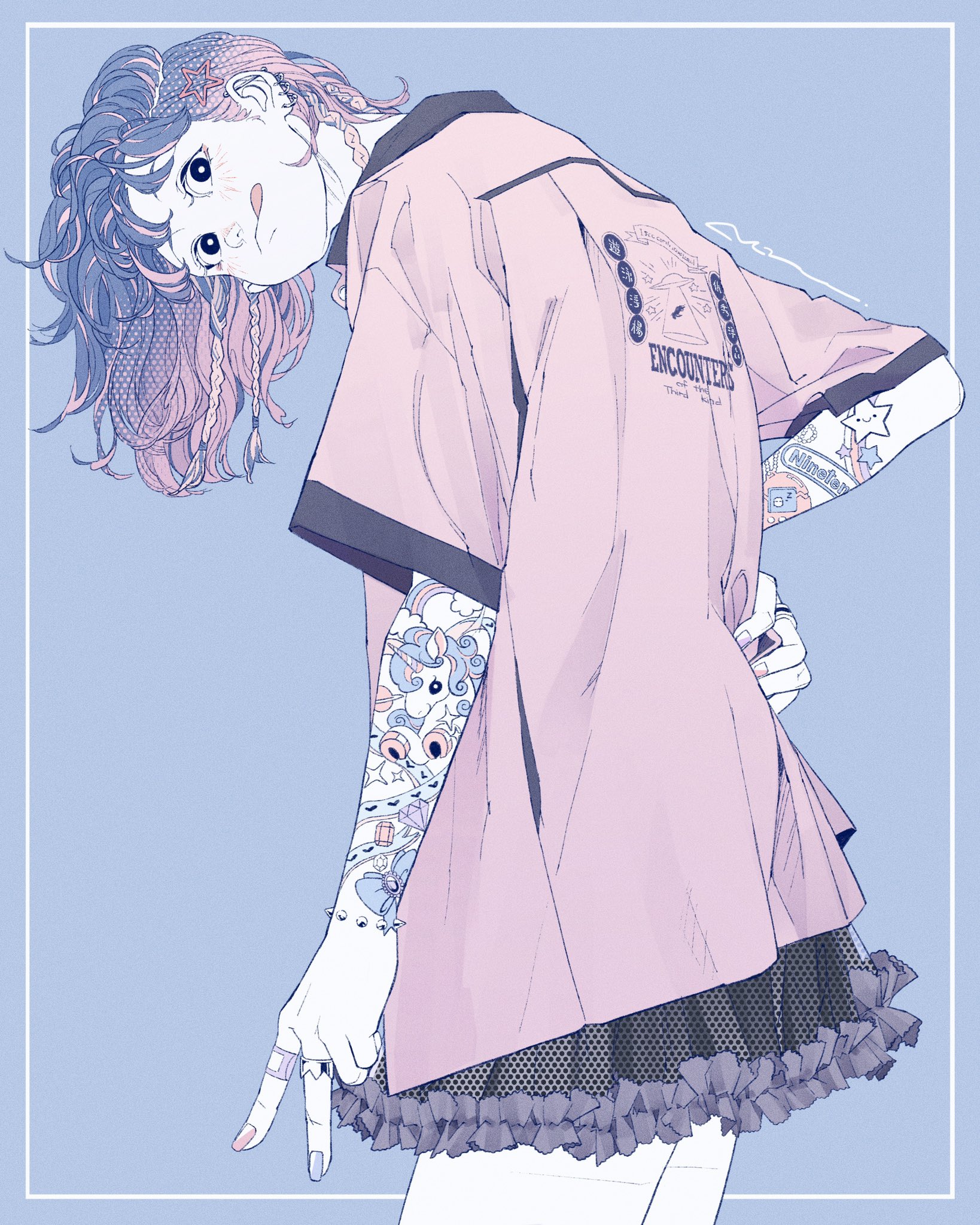 The Big ImageBoard (TBIB) - 1girl akira 13go arm tattoo black eyes black skirt braid bright ...