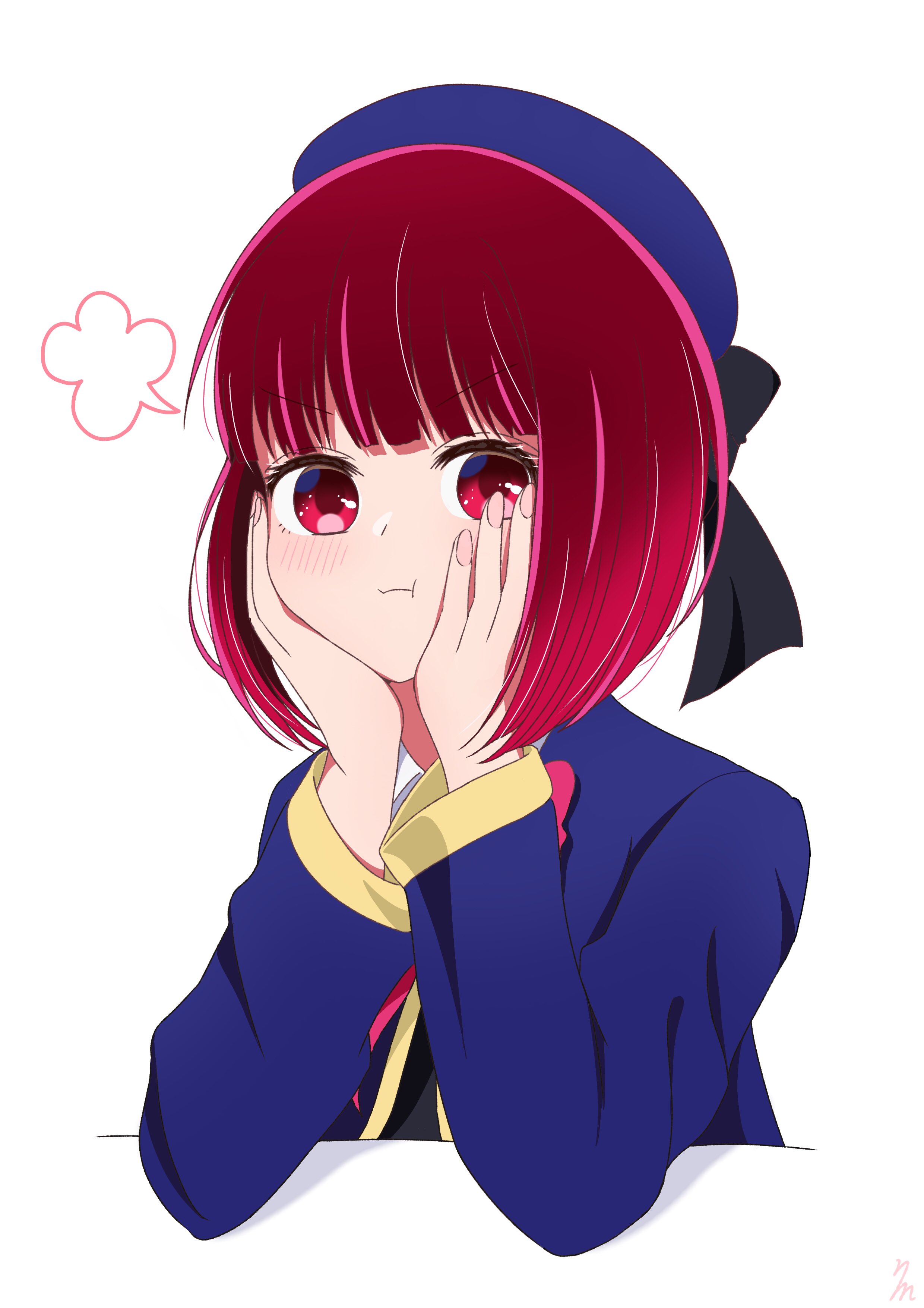 The Big ImageBoard (TBIB) - 1girl :t absurdres arima kana beret black ribbon blue hair blue ...