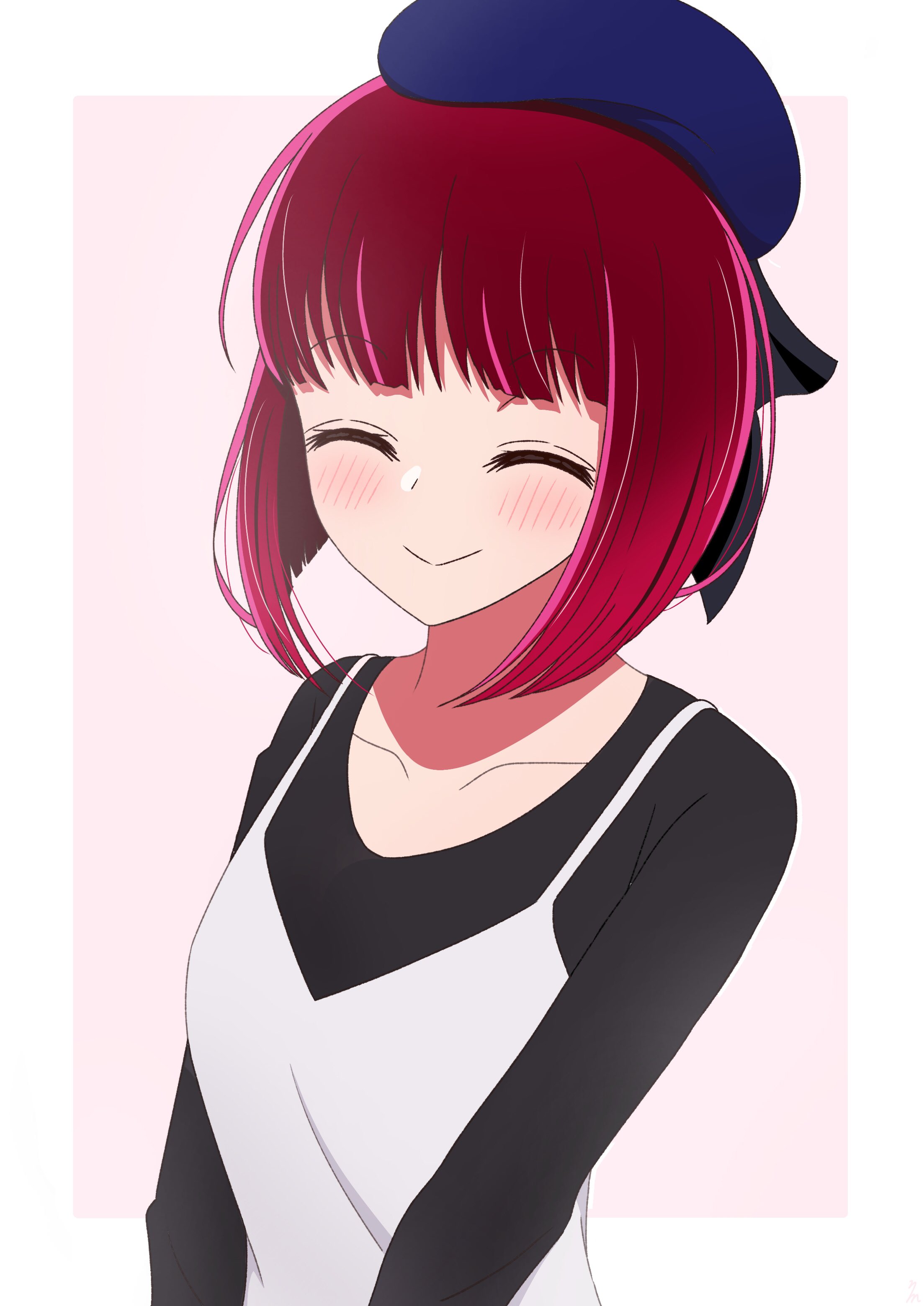 The Big ImageBoard (TBIB) - 1girl absurdres arima kana beret black shirt blue hat blush bob cut ...