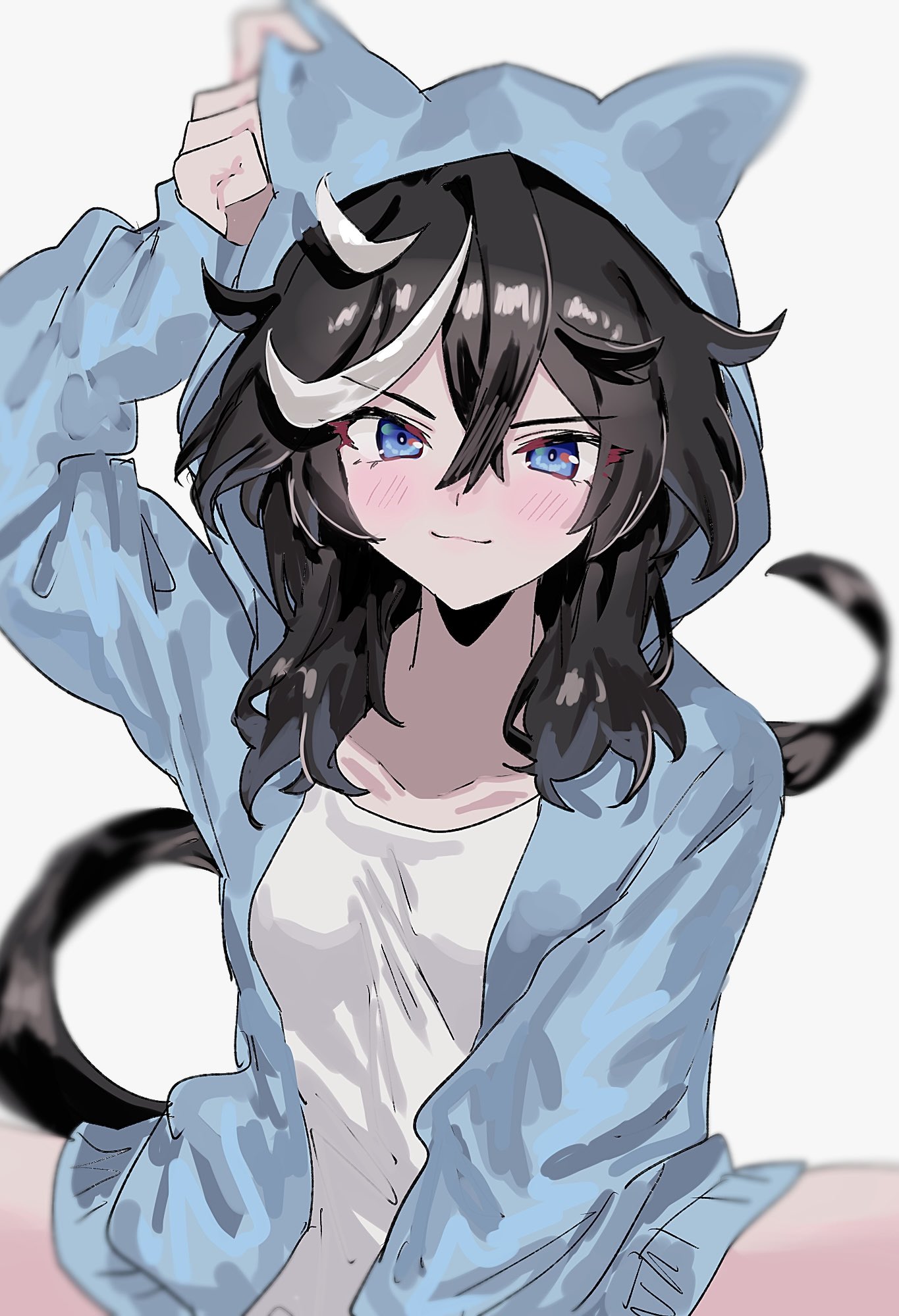 The Big ImageBoard (TBIB) - 1girl alternate costume animal ears aogisa arm up black hair blue ...