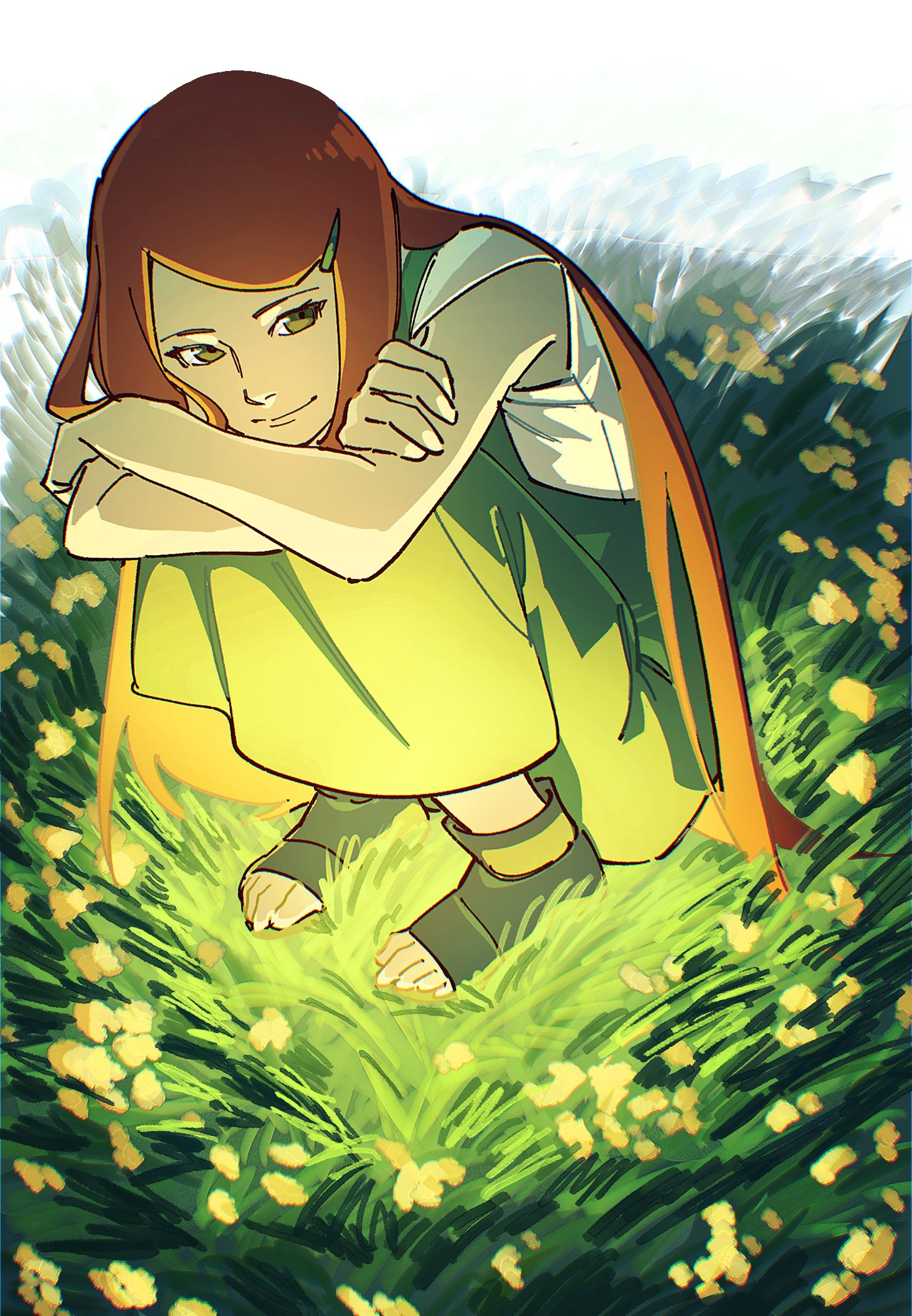 The Big ImageBoard (TBIB) - 1girl crossed arms dress flower grass green ...