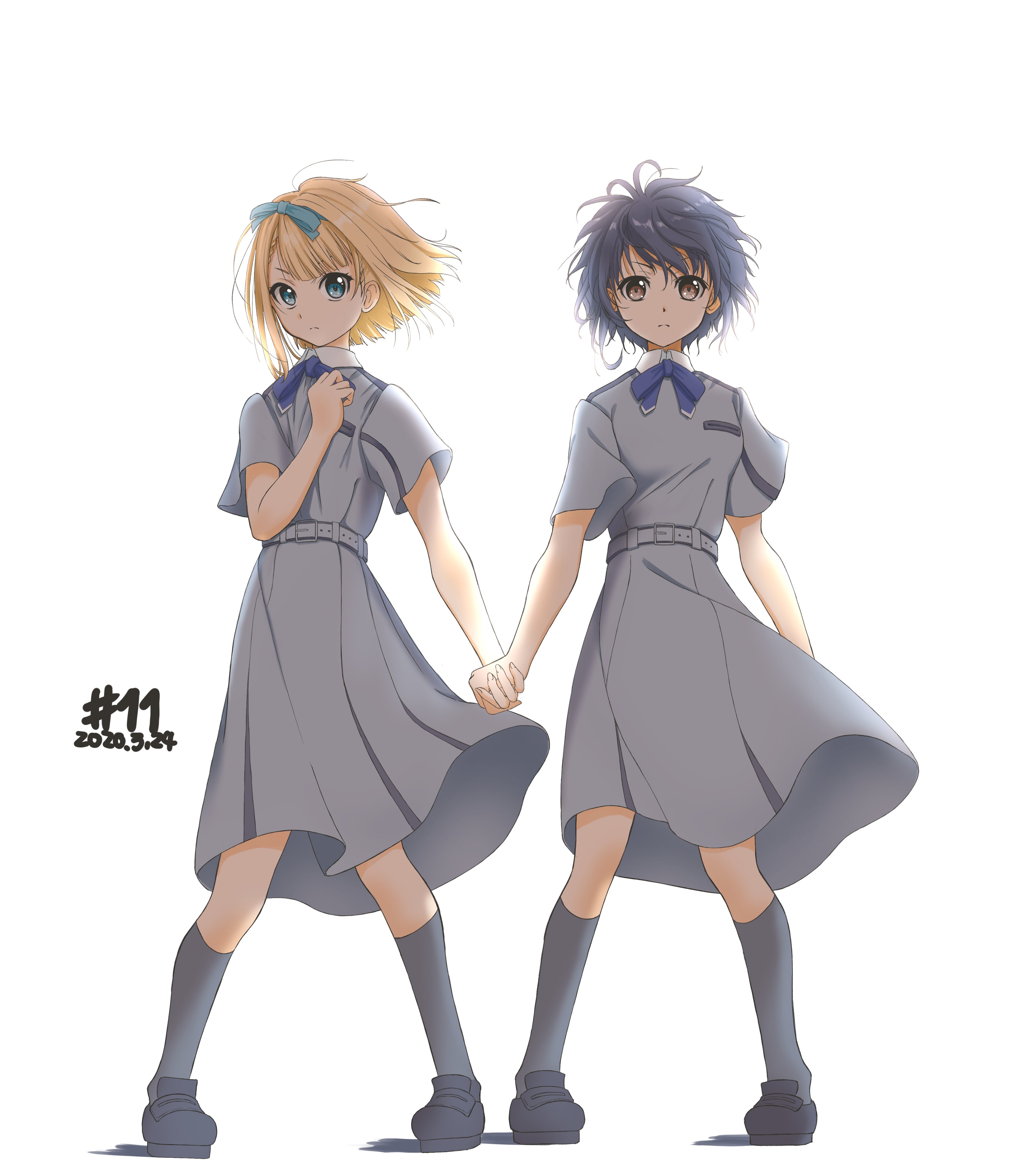 The Big ImageBoard (TBIB) - 22/7 2girls absurdres belt black footwear black socks blonde hair ...