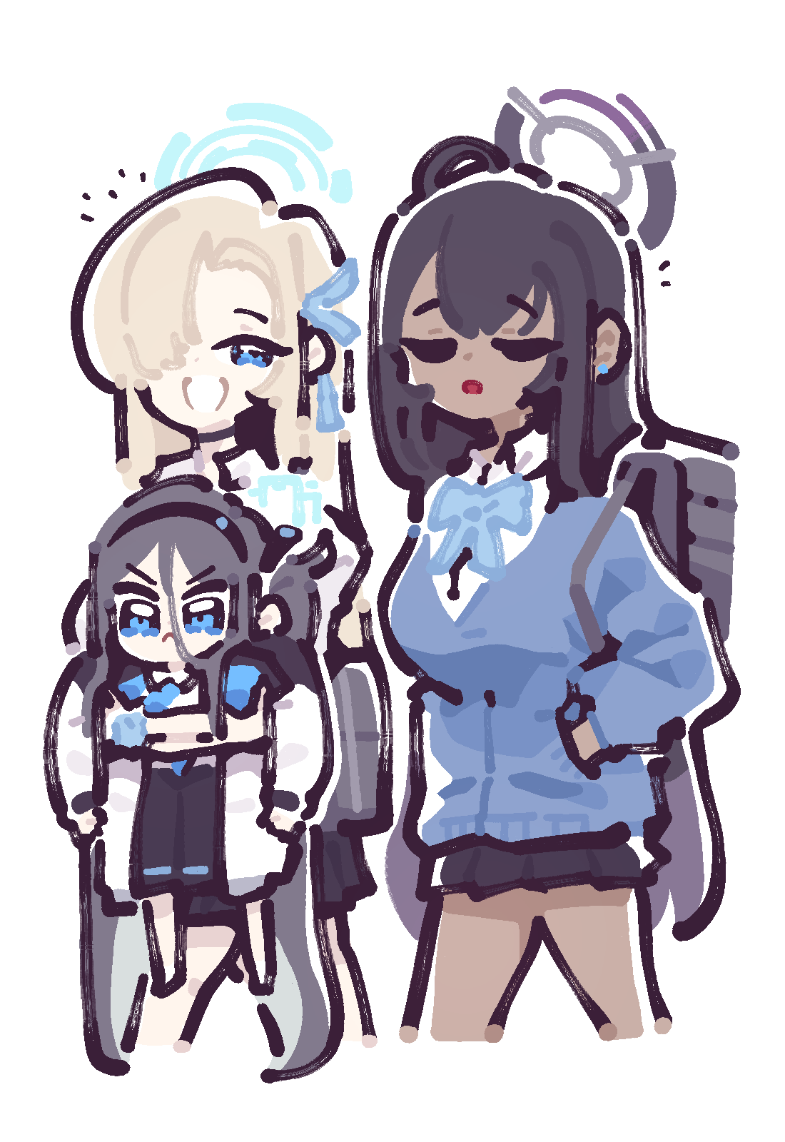 The Big Imageboard Tbib 294 Ranaga 3girls Ahoge Aqua Bow Aqua