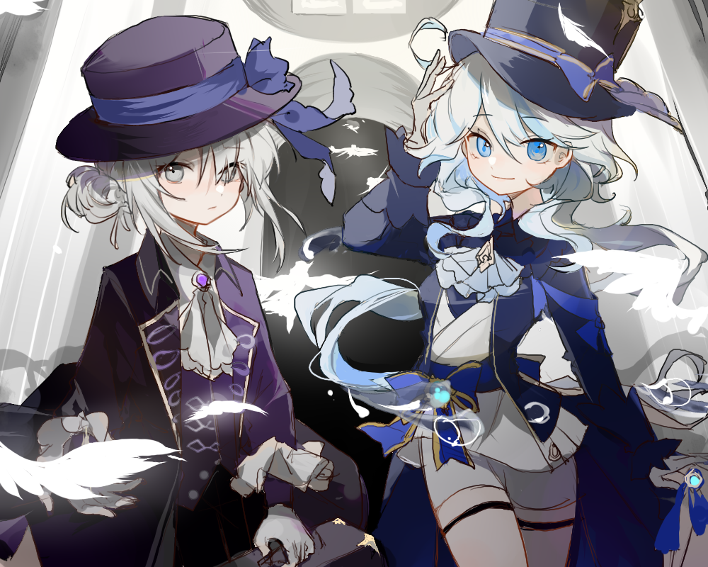 The Big ImageBoard (TBIB) - bike shorts blue eyes blue hair feathers furina (genshin impact ...