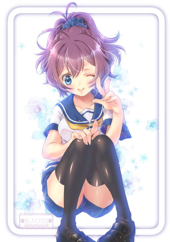 The Big ImageBoard (TBIB) - 1girl aoba (kancolle) black thighhighs blue eyes blue sailor collar ...
