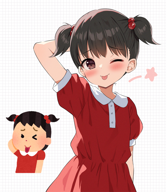The Big ImageBoard (TBIB) - > o 1girl ;p arm behind head arm up black ...