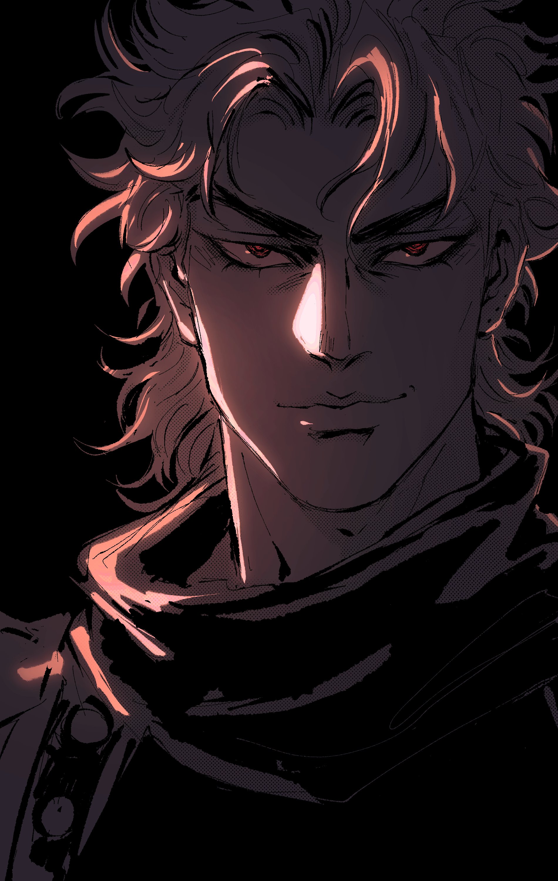 The Big ImageBoard (TBIB) - 1boy absurdres black background black shirt ...