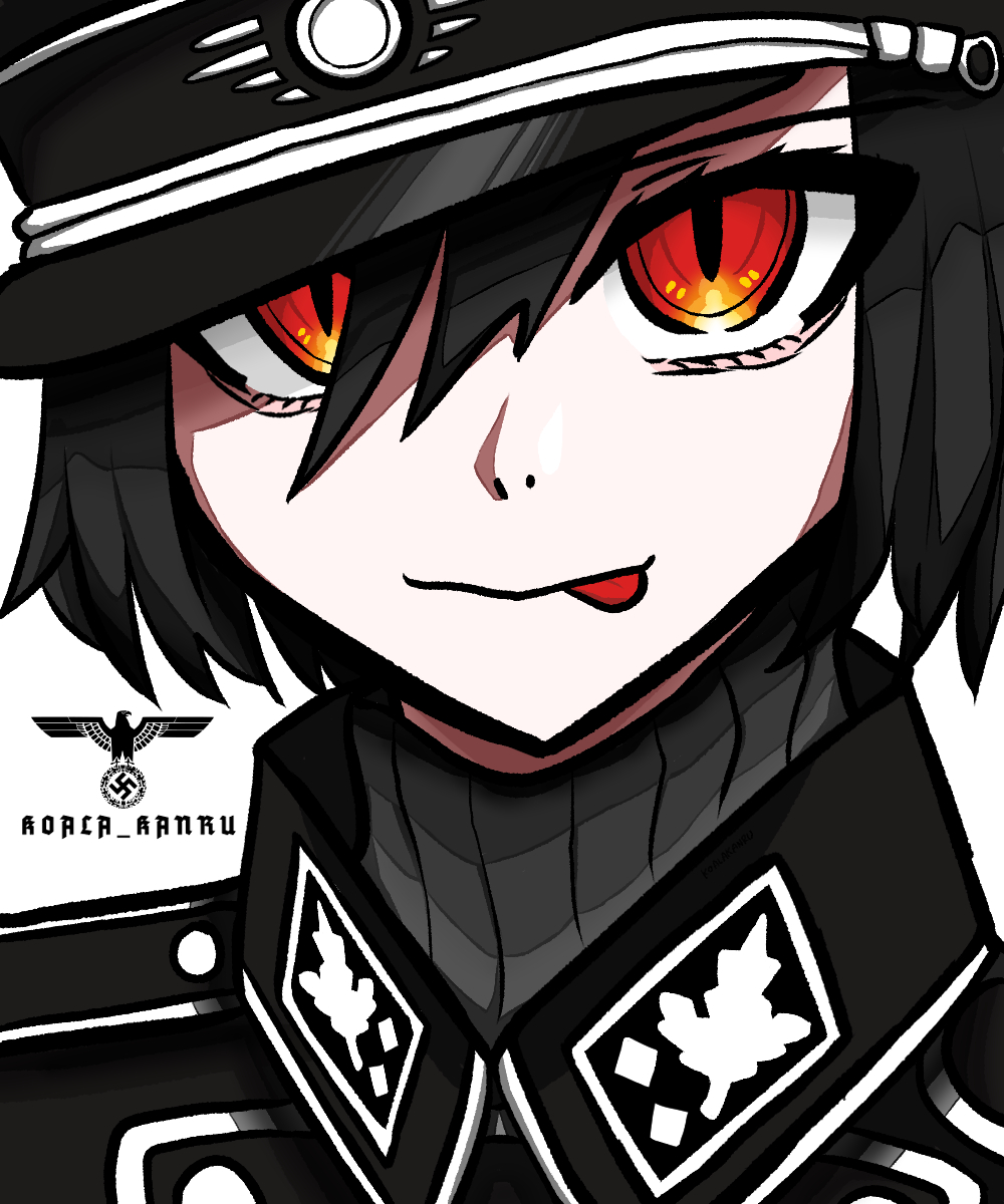 The Big ImageBoard (TBIB) - 1girl :p black hair black hat black jacket ...