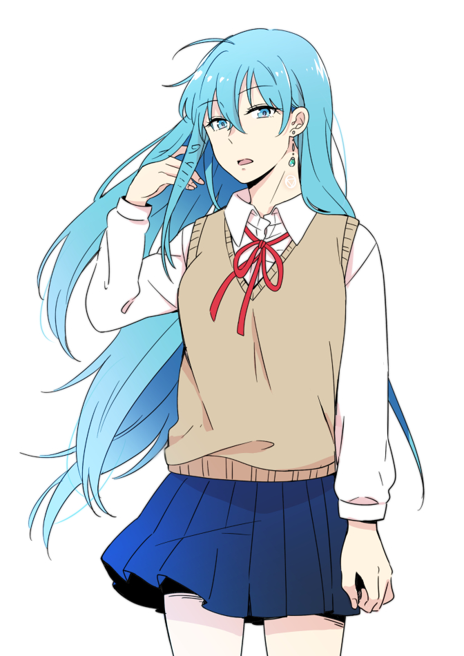 The Big Imageboard Tbib 1girl Arm At Side Blue Eyes Blue Hair Blue