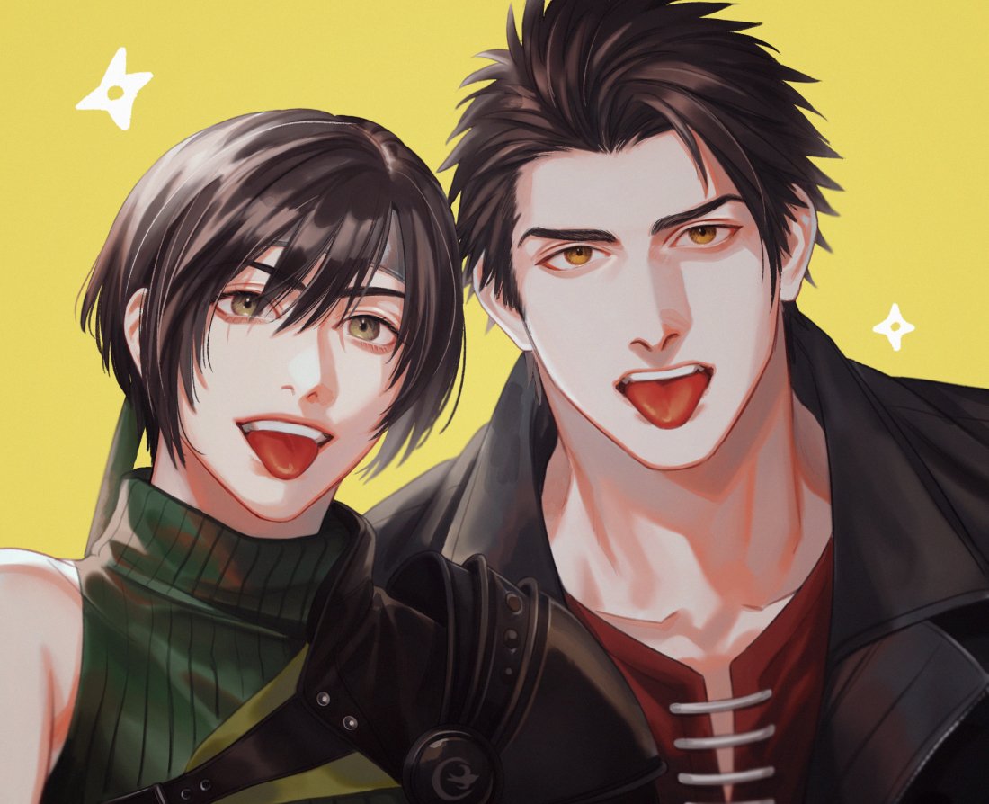 The Big ImageBoard (TBIB) - 1boy 1girl armor bare shoulders black hair black jacket boooshow ...