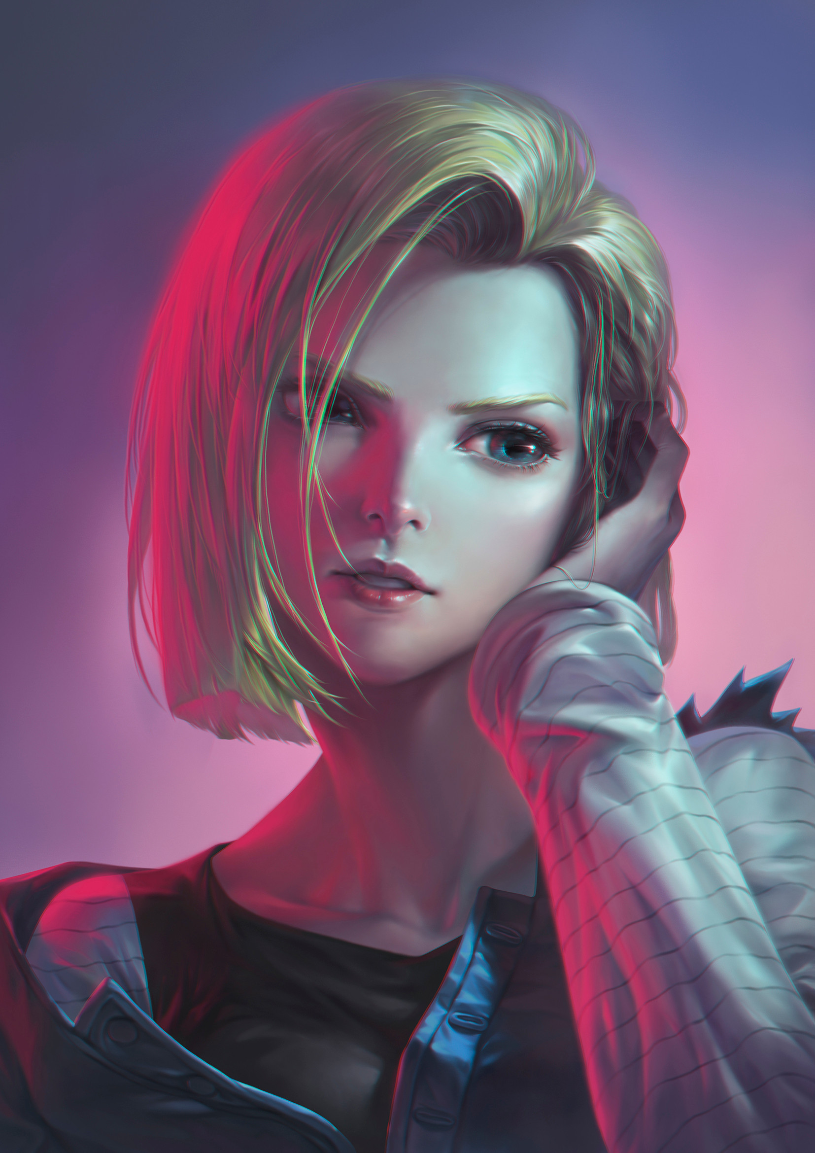The Big ImageBoard (TBIB) - 1girl android 18 asymmetrical hair black ...