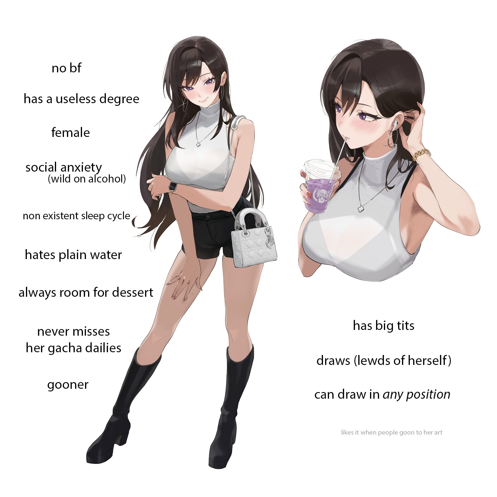 The Big ImageBoard (TBIB) - 1girl airpods artist self-insert bag black ...