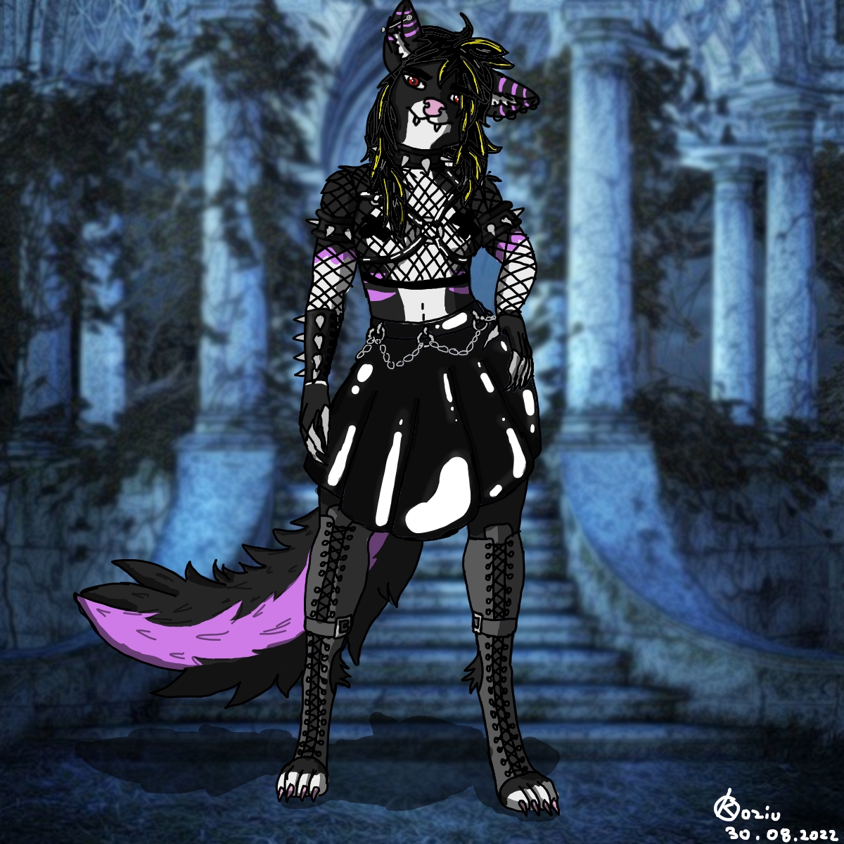 The Big ImageBoard (TBIB) - anthro black body black fur black hair blonde hair boots canid ...