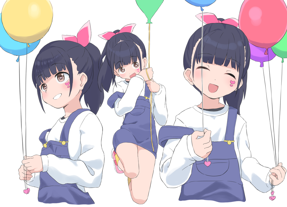 The Big ImageBoard (TBIB) - 1girl :d ^ ^ balloon black hair blue ...