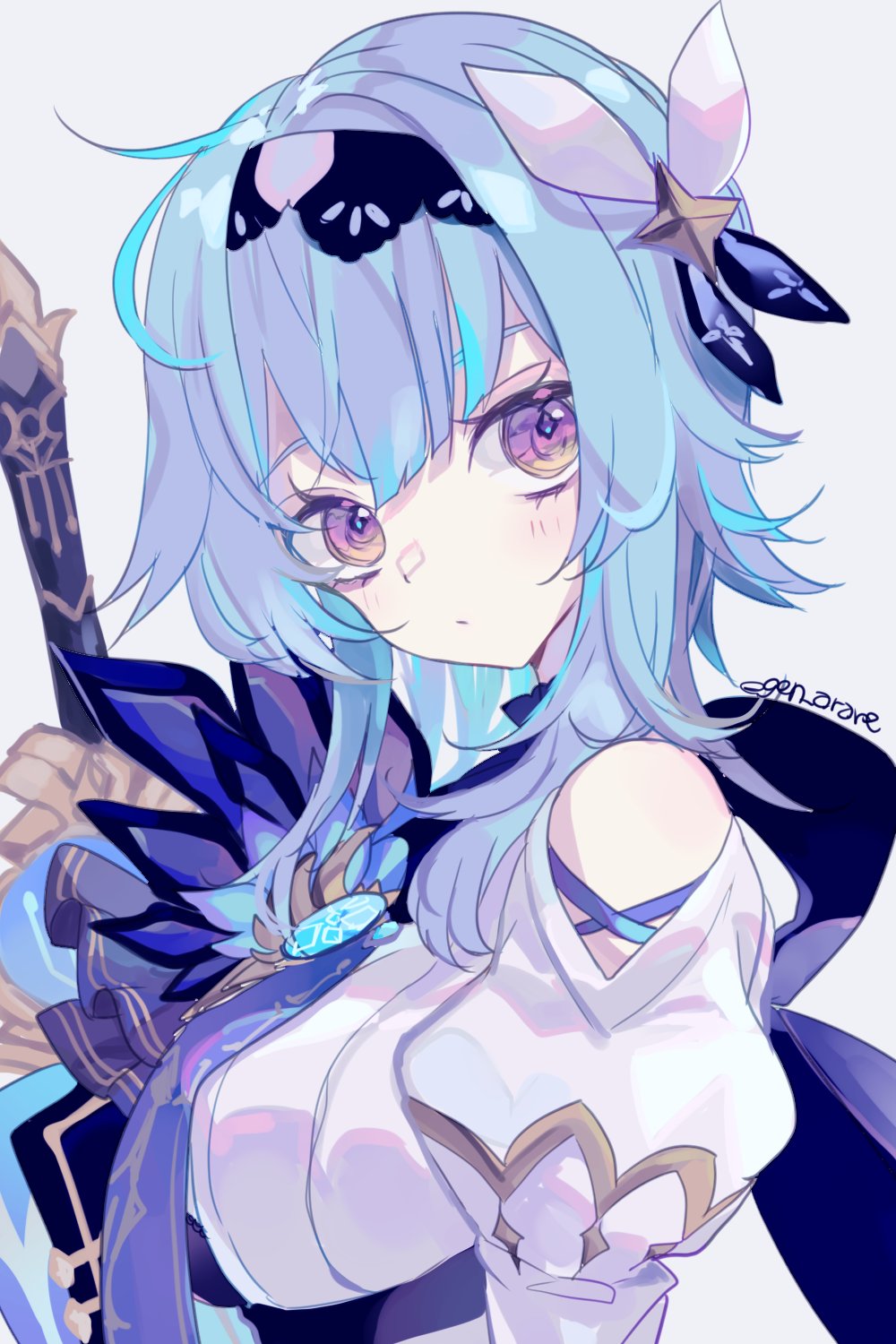 The Big Imageboard Tbib 1girl Bangs Black Hairband Blue Hair Blue