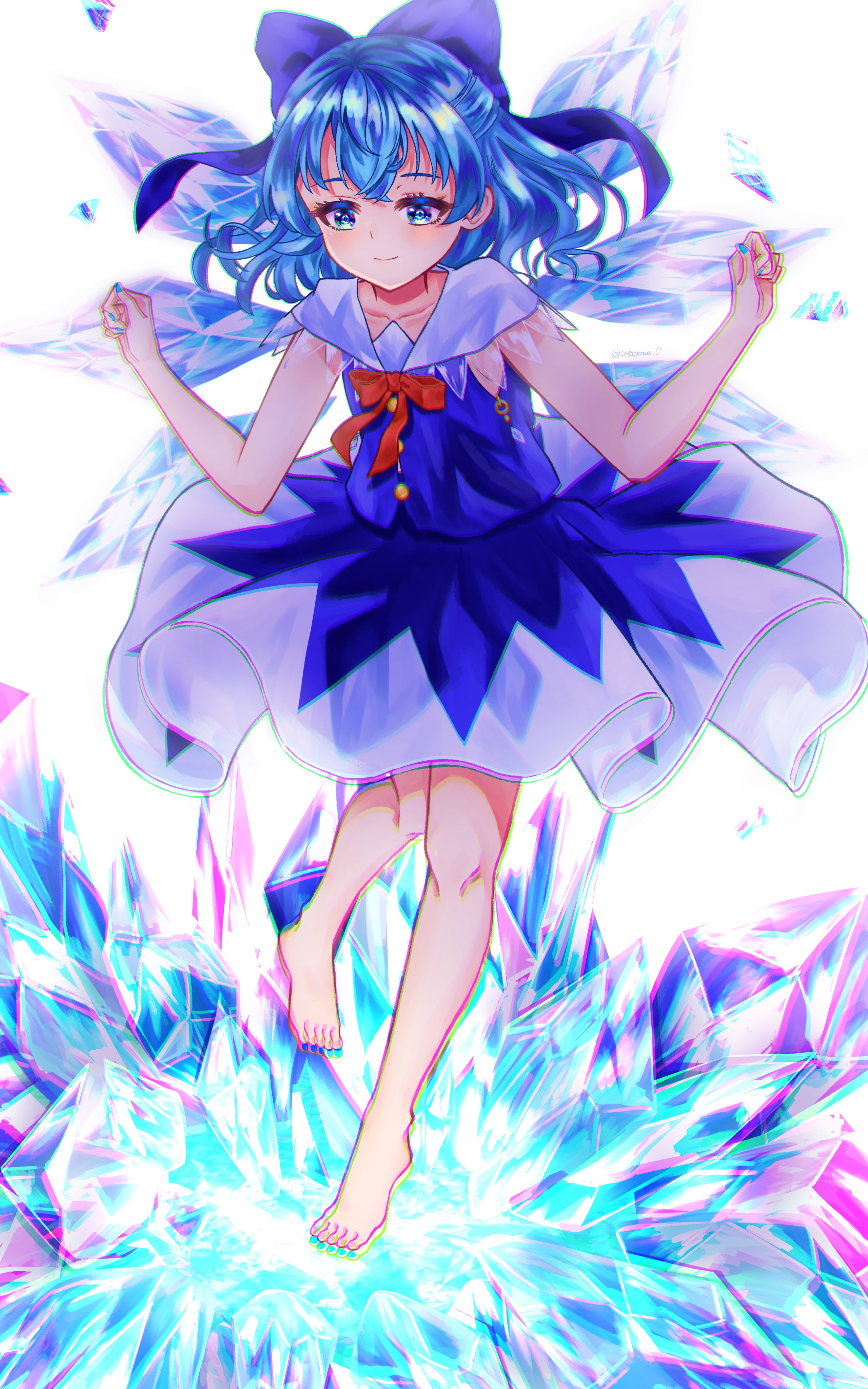 The Big ImageBoard (TBIB) - 1girl absurdres barefoot blue dress blue eyes blue hair blue nails ...