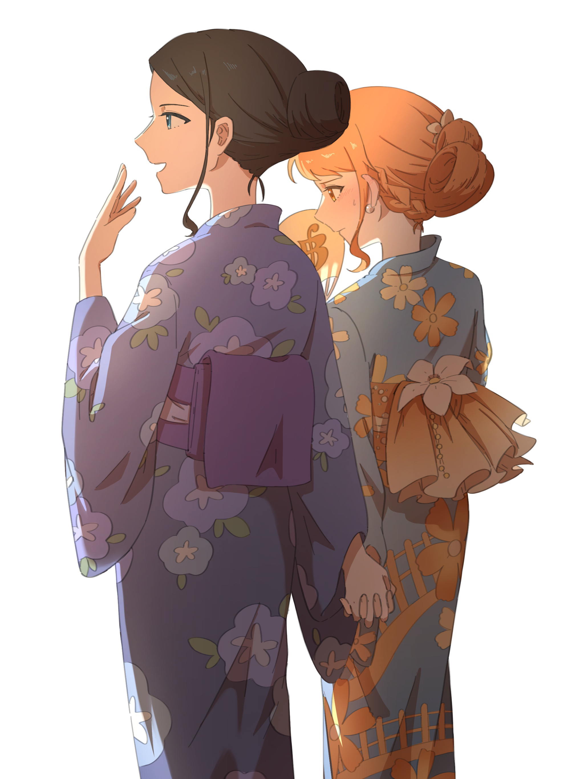 The Big ImageBoard (TBIB) - 2girls absurdres black hair blue eyes blue kimono blush braid closed ...