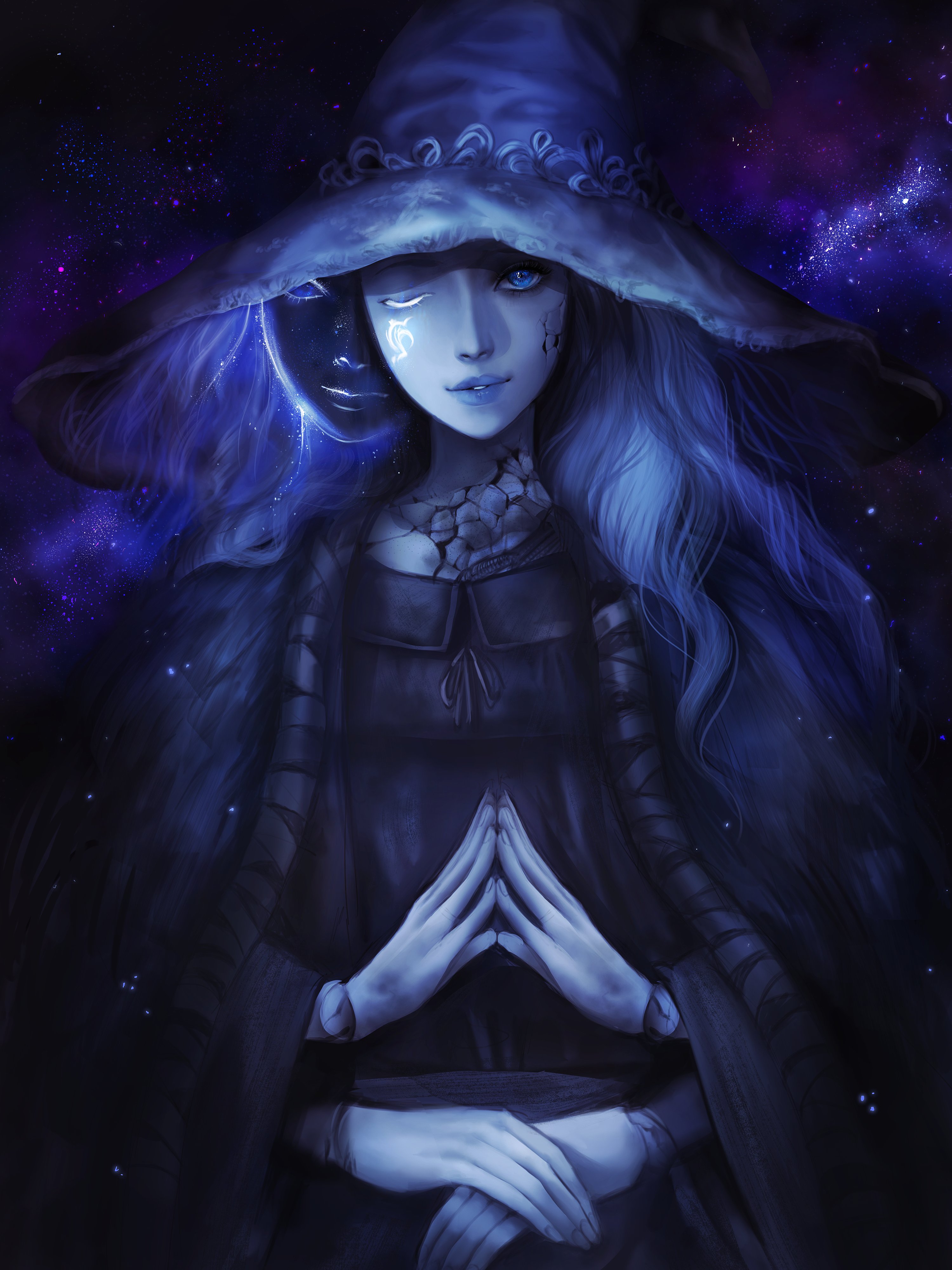 The Big ImageBoard (TBIB) - 1girl absurdres black dress blue eyes blue hair blue lips blue skin ...