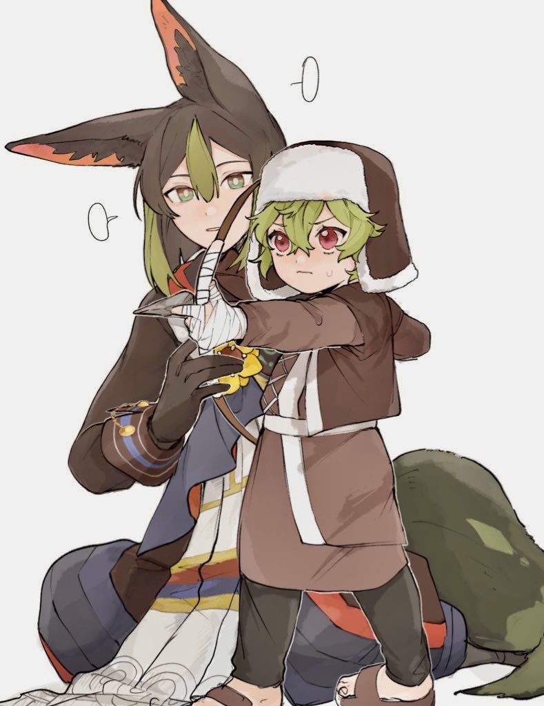 The Big ImageBoard (TBIB) - 1boy 1girl aiming animal ear fluff animal ears bandaged arm bandages ...