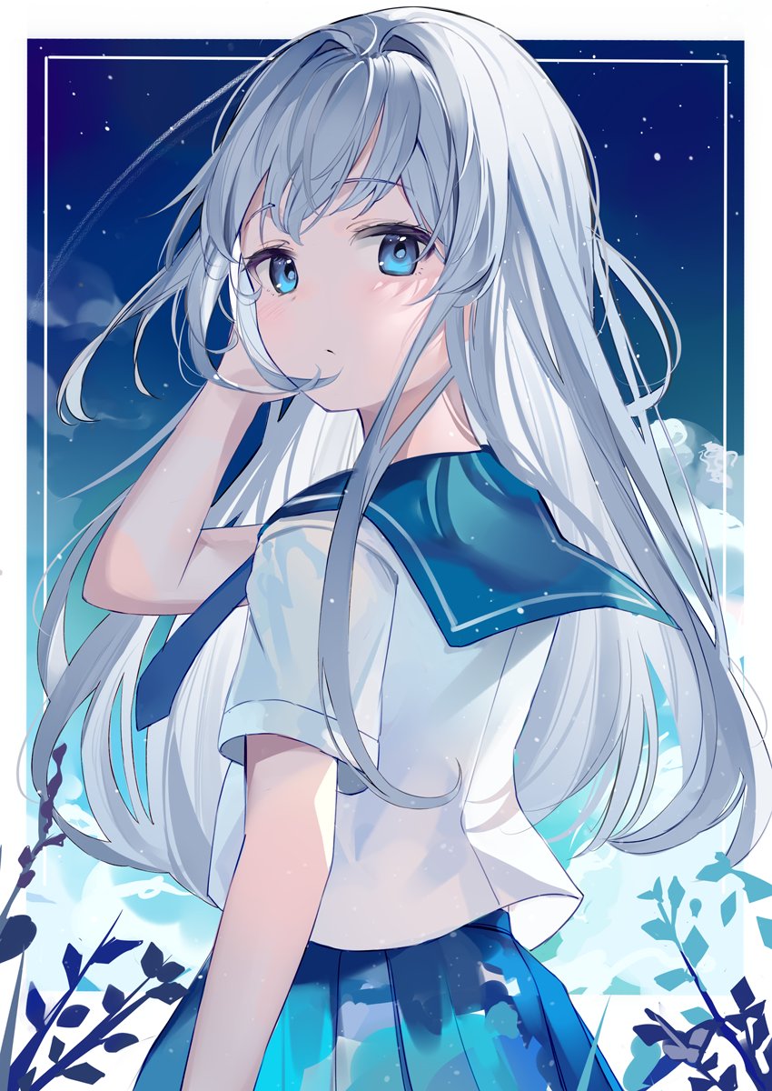 The Big ImageBoard (TBIB) - 1girl arm at side aroa (aroamoyasi) blue ...