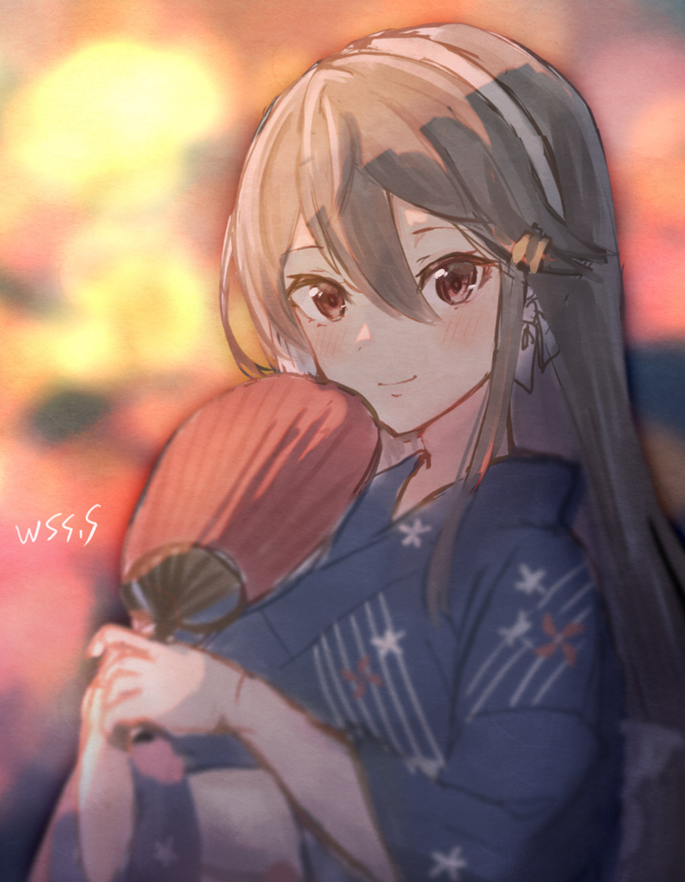 The Big ImageBoard (TBIB) - 1girl alternate costume artist name black hair blue kimono brown ...