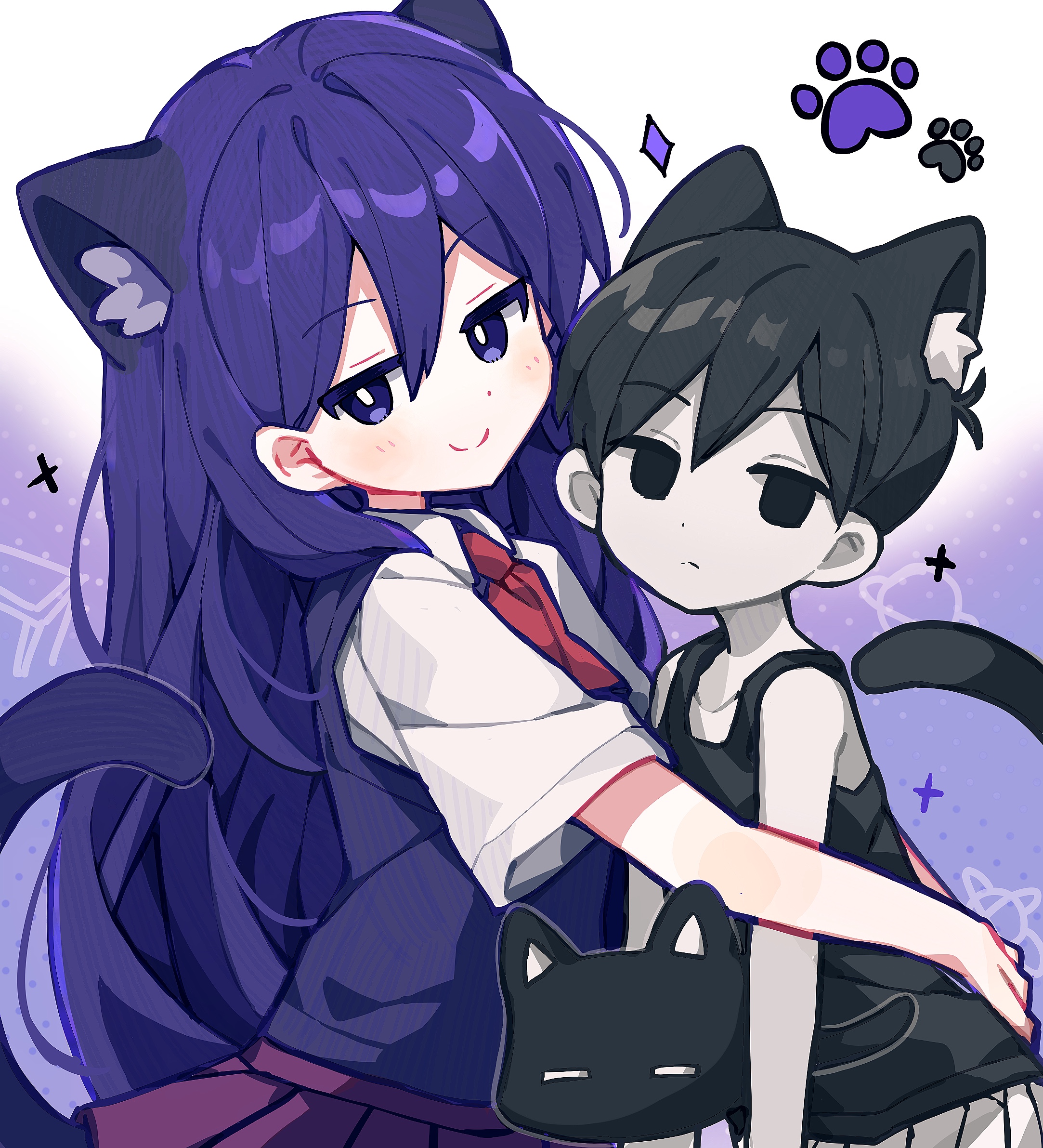 The Big ImageBoard (TBIB) - 1boy 1girl animal ears black eyes black hair blush bright pupils ...