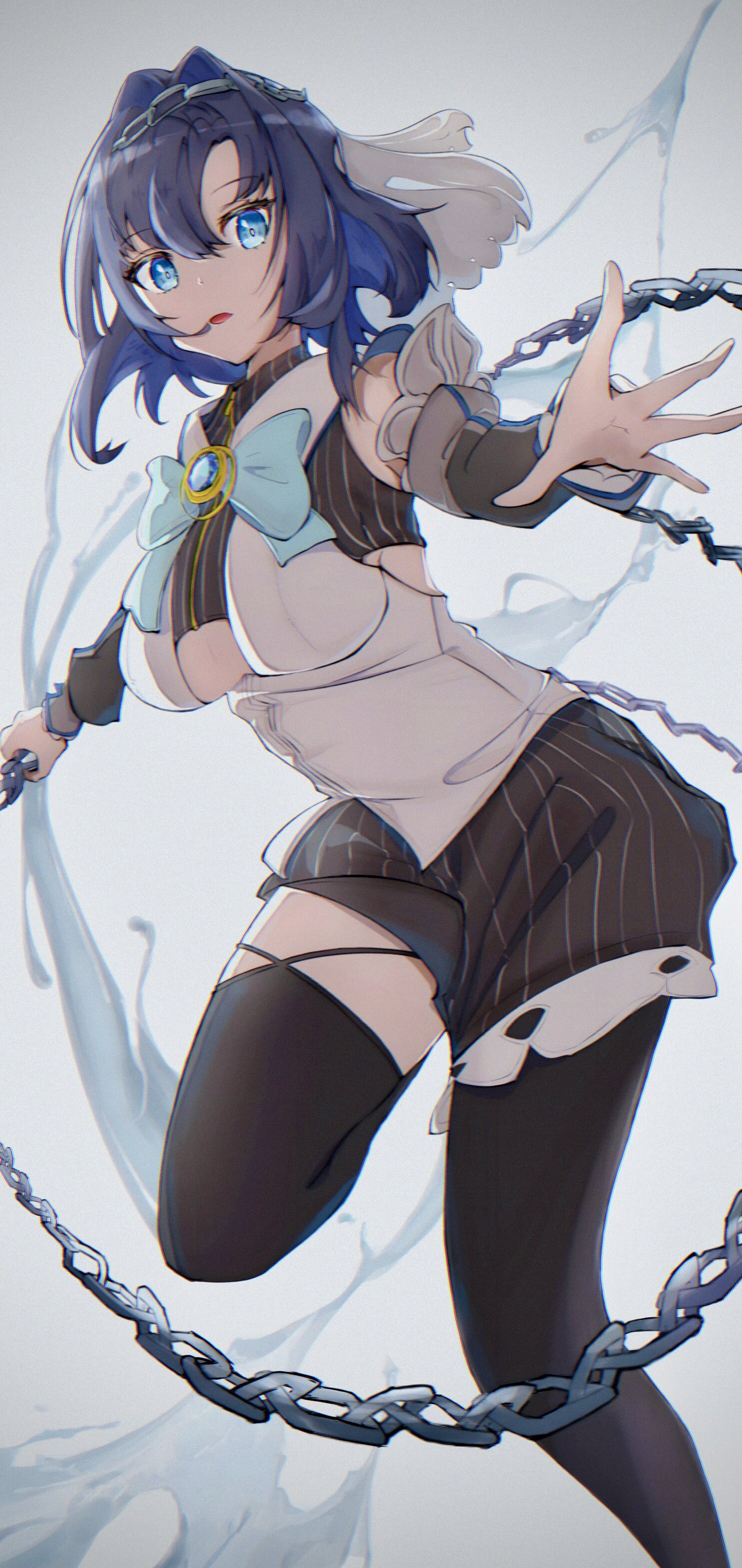 The Big ImageBoard (TBIB) - 1girl absurdres bangs blue bow blue eyes blue hair bow chain ...