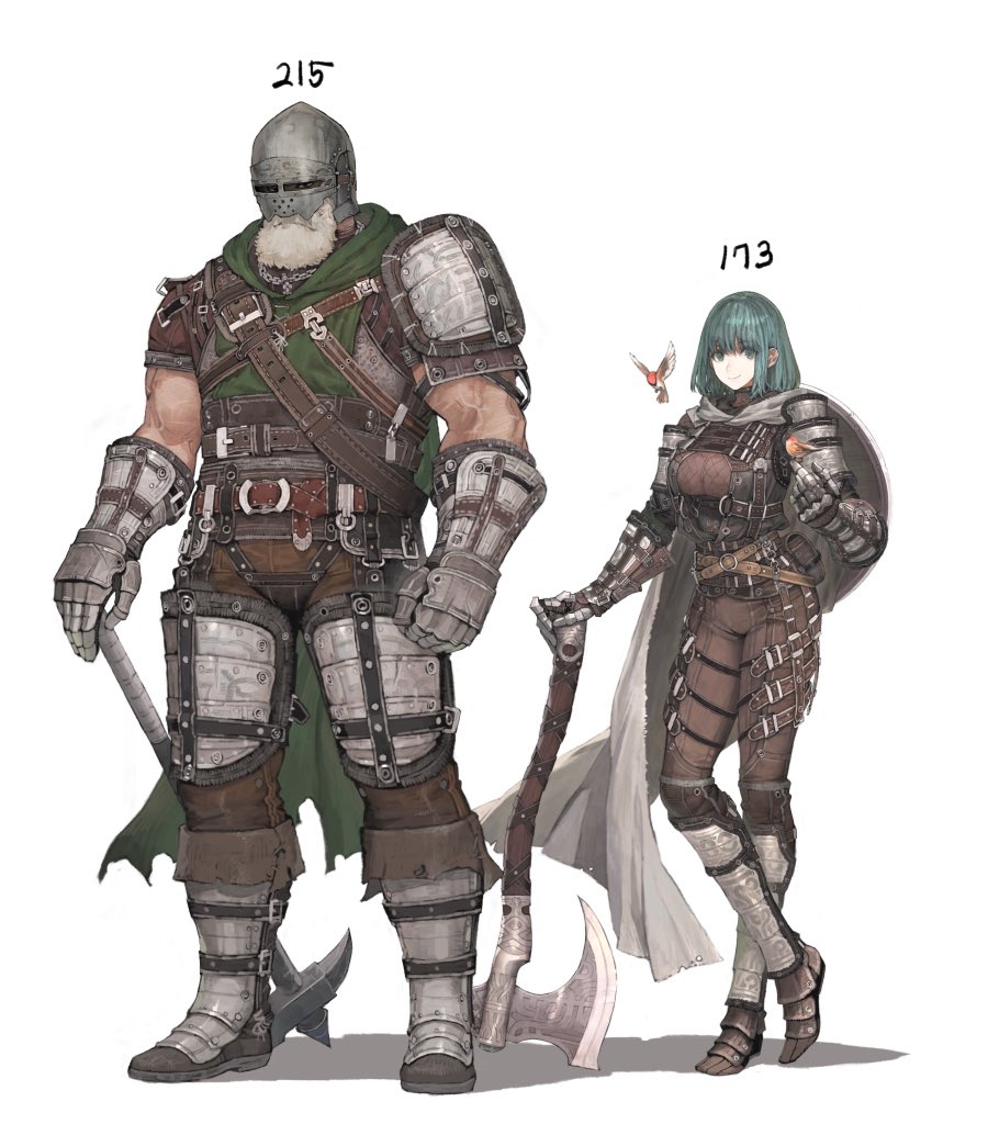 The Big ImageBoard (TBIB) - 1boy 1girl armor axe battle axe beard belt bird cape facial hair ...