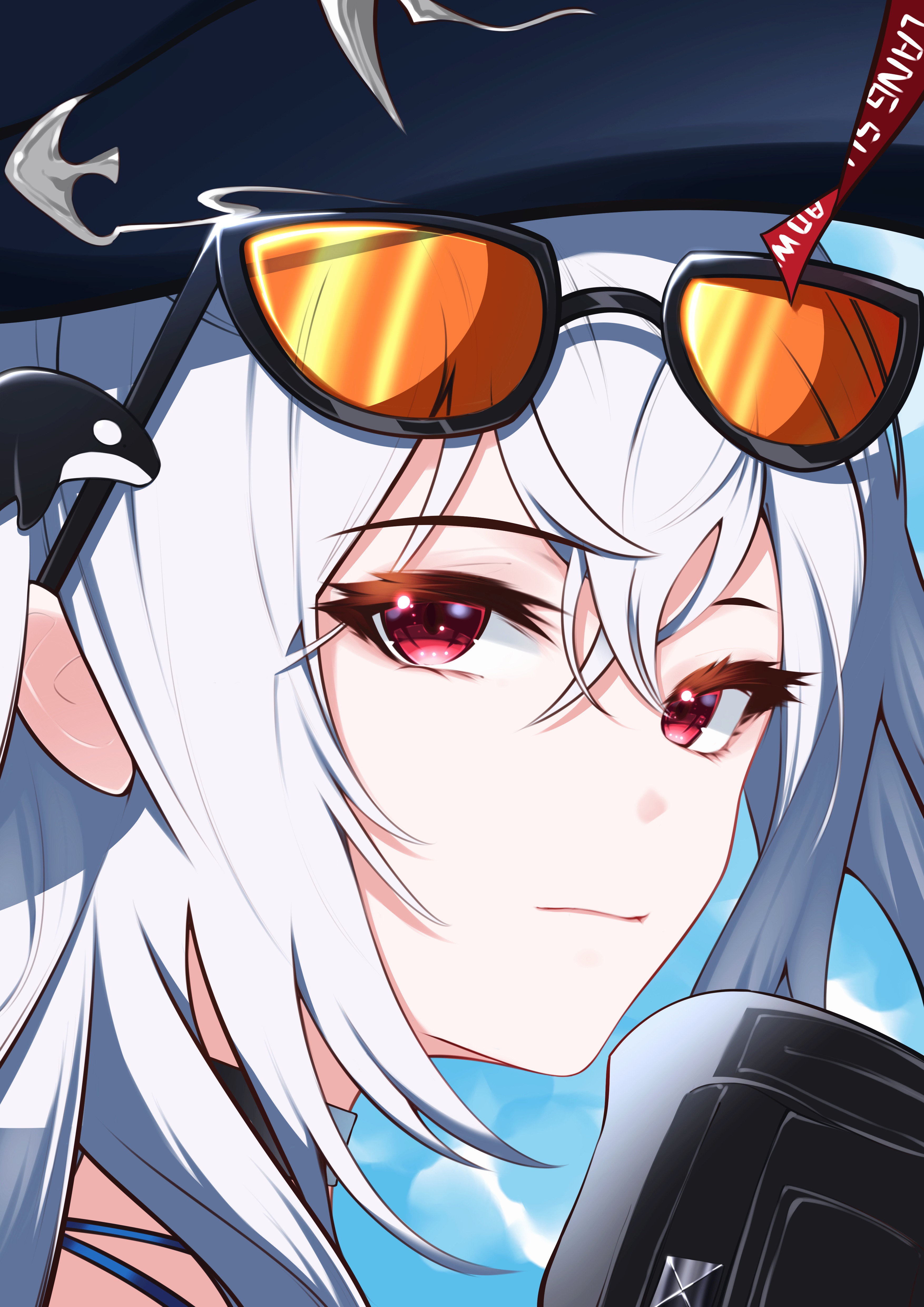 The Big ImageBoard (TBIB) - 1girl absurdres arknights black-framed eyewear blue background ...