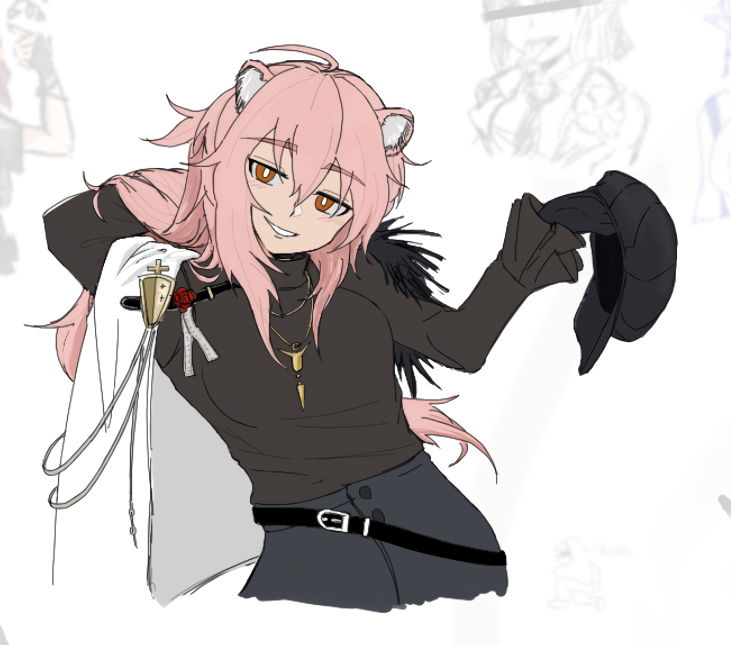 The Big ImageBoard (TBIB) - 1girl ahoge animal ears arknights beret black gloves black hat black ...