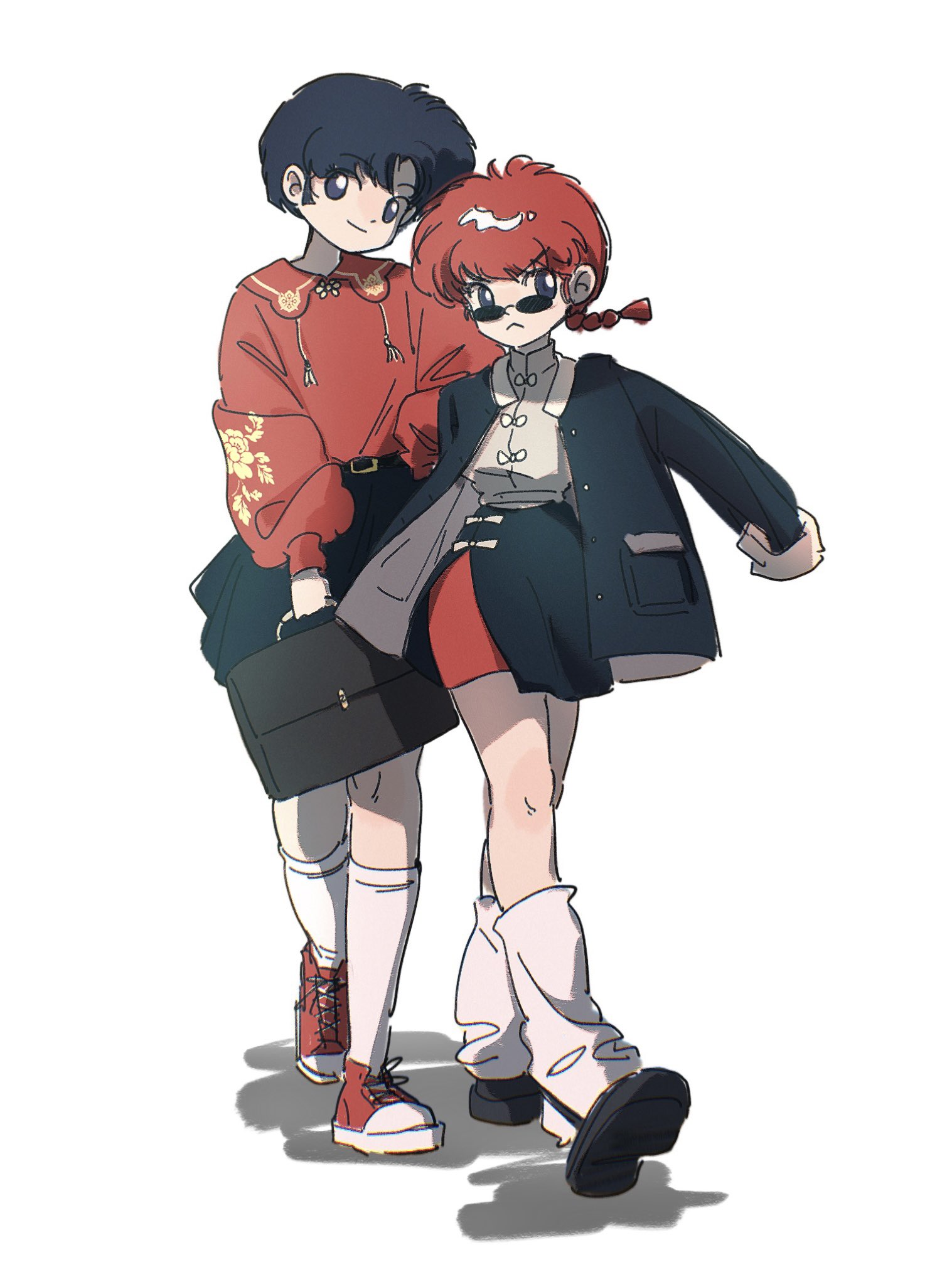 The Big ImageBoard (TBIB) - 2girls black hair blue hair blue jacket ...