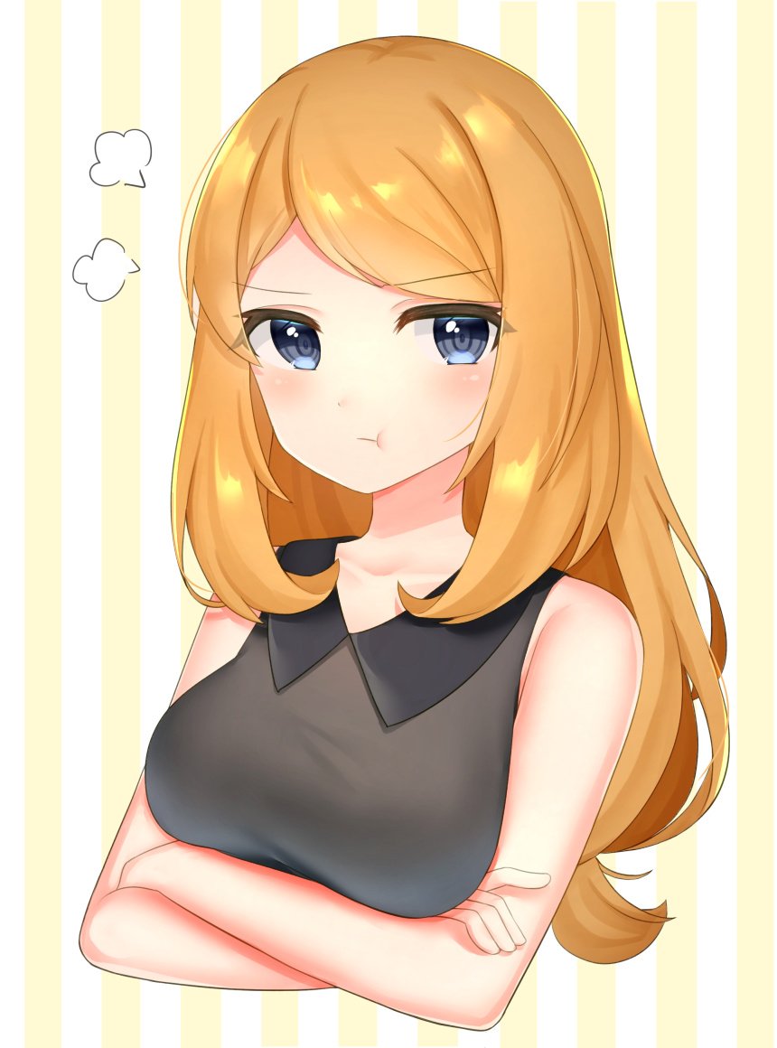 The Big ImageBoard (TBIB) - 1girl :t bangs banned artist bare arms blonde hair blush breasts ...