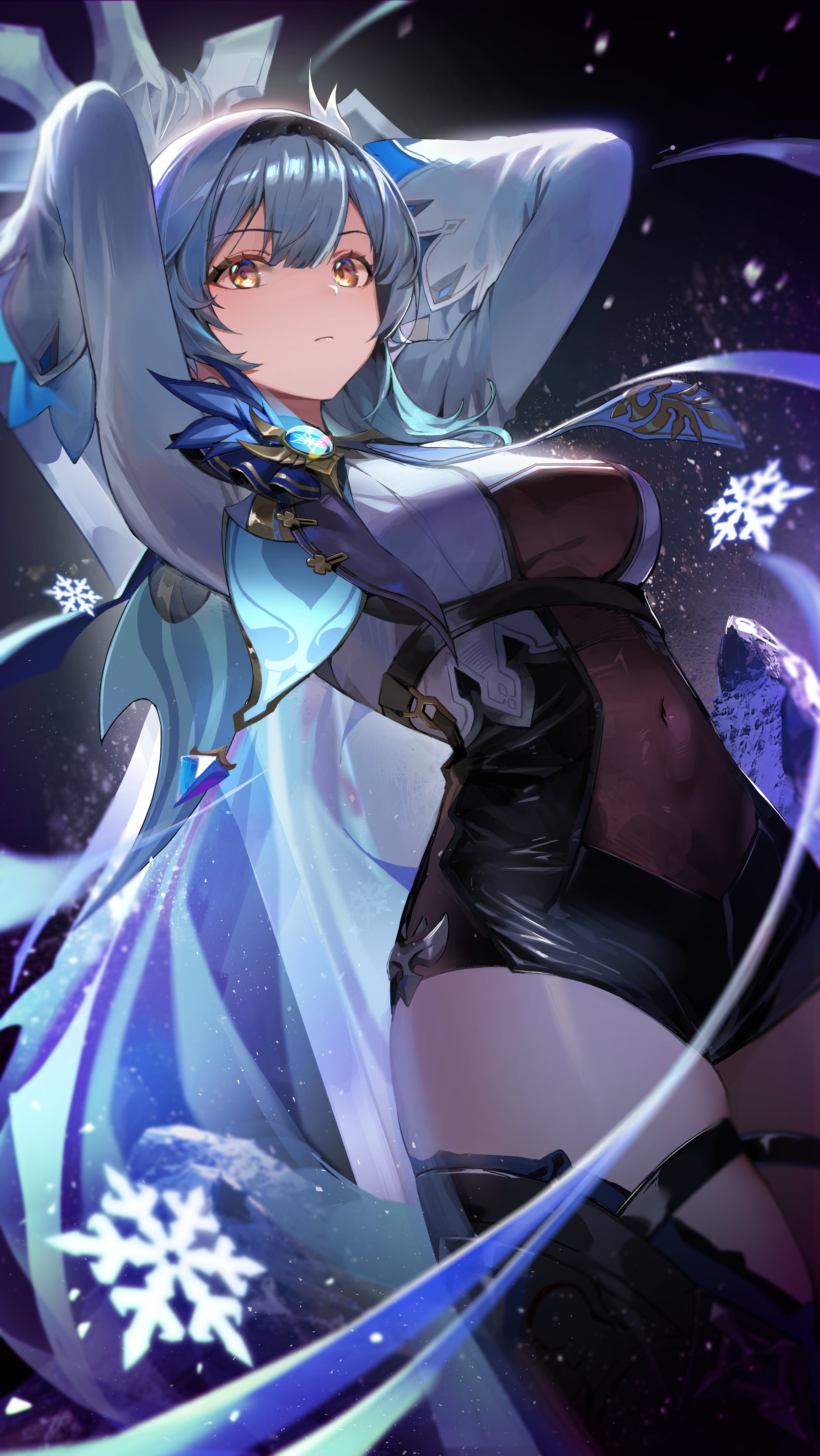 The Big ImageBoard (TBIB) - 1girl absurdres black hairband blue cape blue hair blue necktie ...