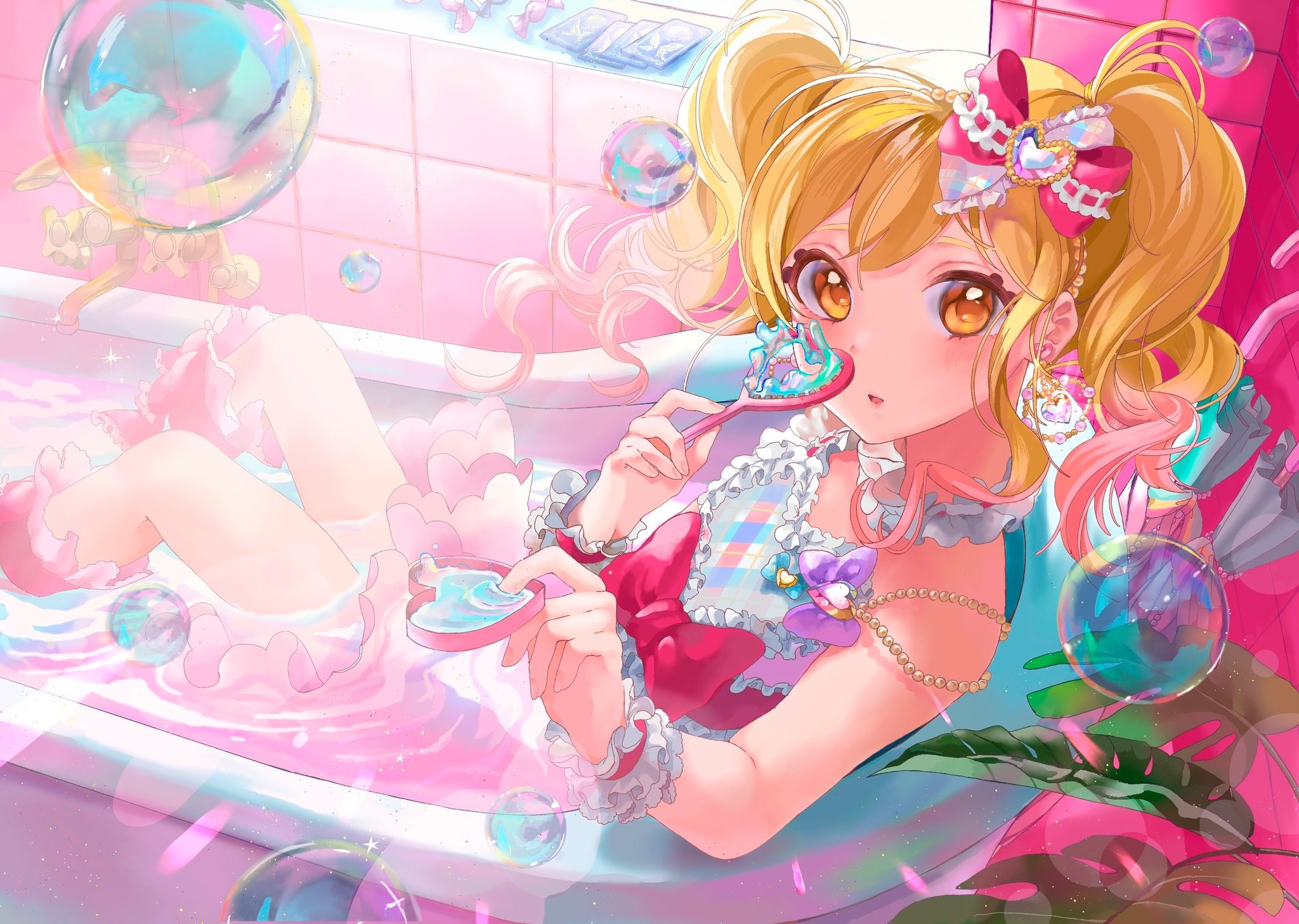 The Big ImageBoard (TBIB) - 1girl aikatsu! (series) aikatsu stars! armlet bath bathroom bathtub ...