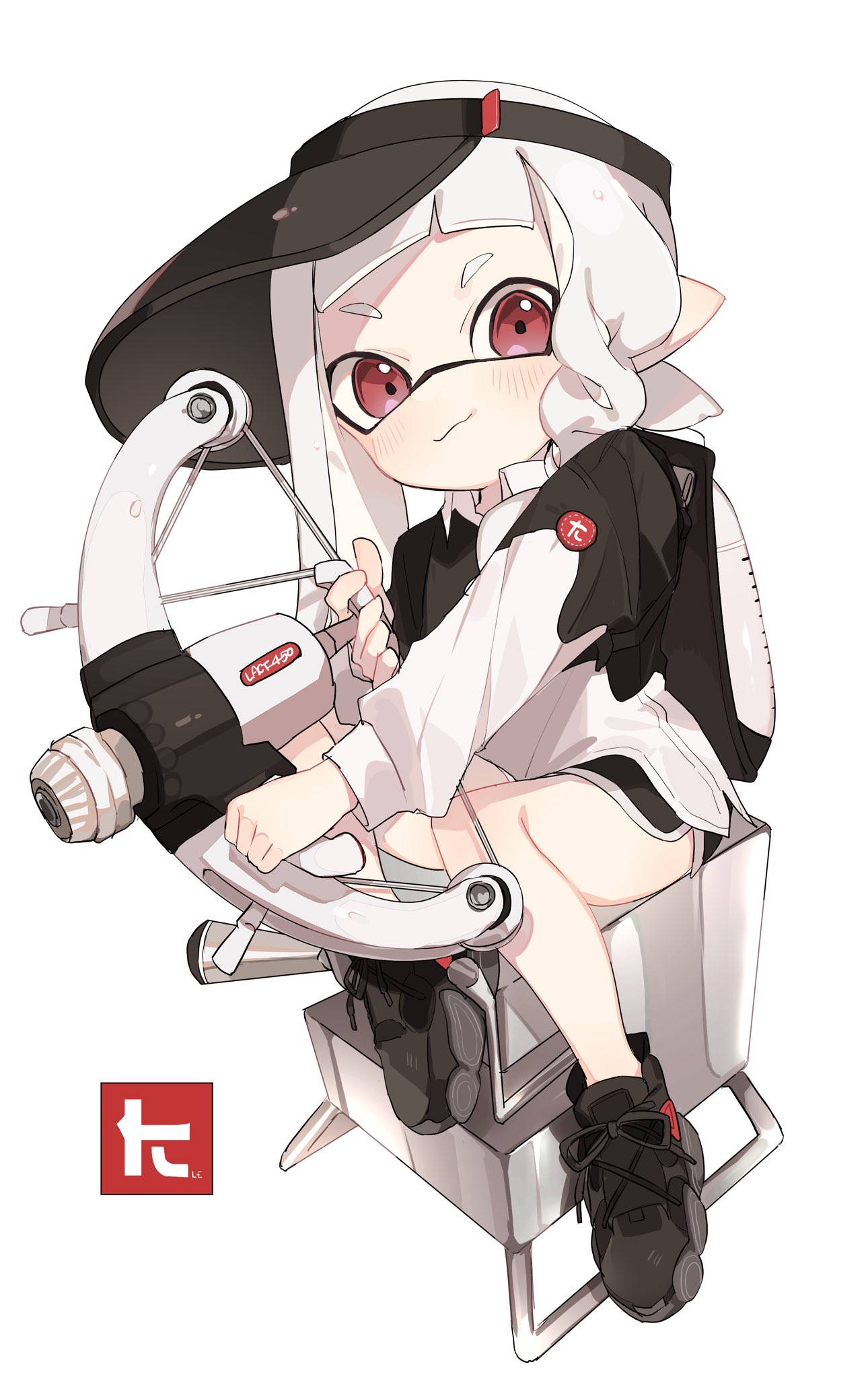 The Big ImageBoard (TBIB) - 1girl :3 bare legs black footwear black hat black shorts blunt bangs ...