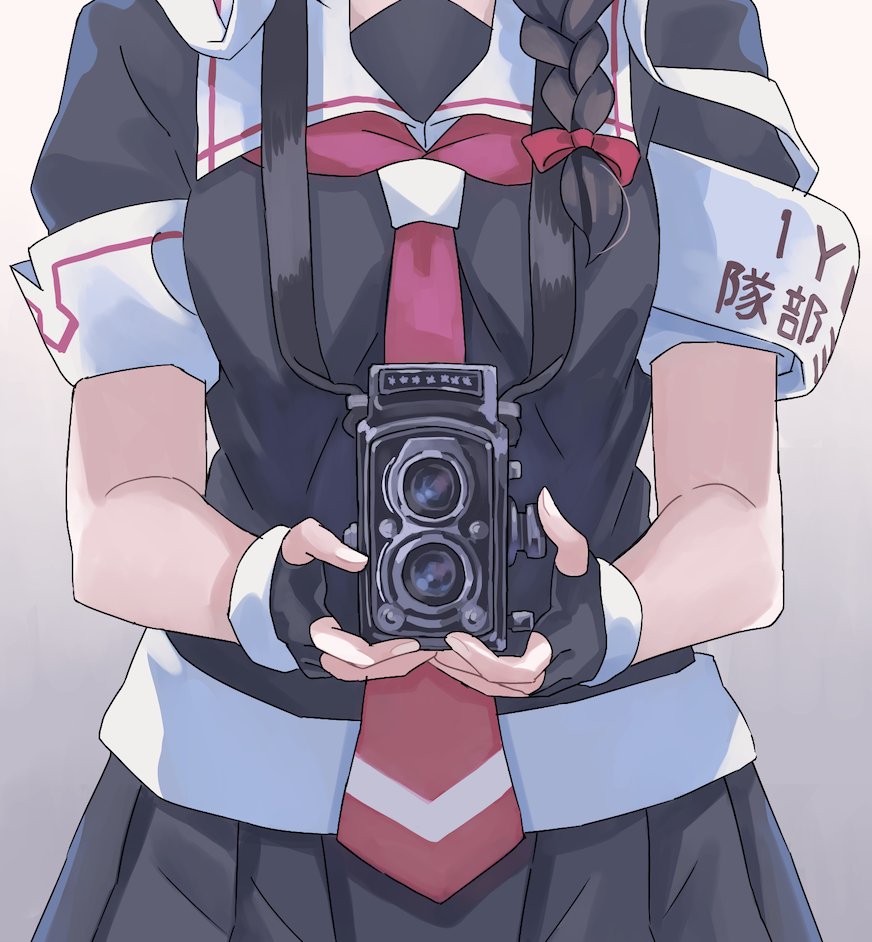 The Big ImageBoard (TBIB) - 1girl armband black gloves black hair black serafuku black skirt ...