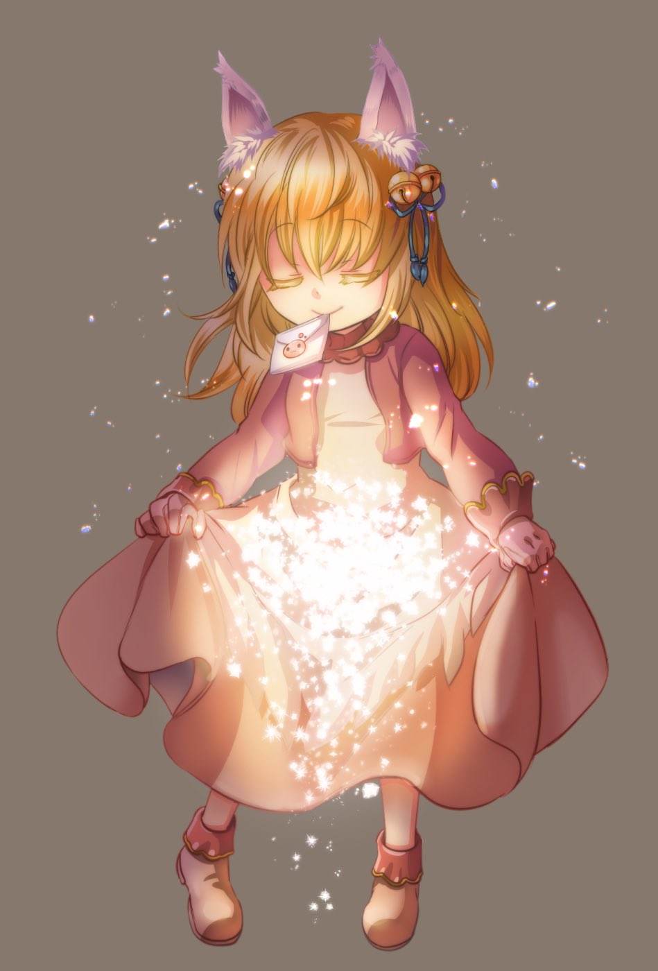 The Big ImageBoard (TBIB) - 1girl animal ear fluff animal ears bangs bell blonde hair brown ...