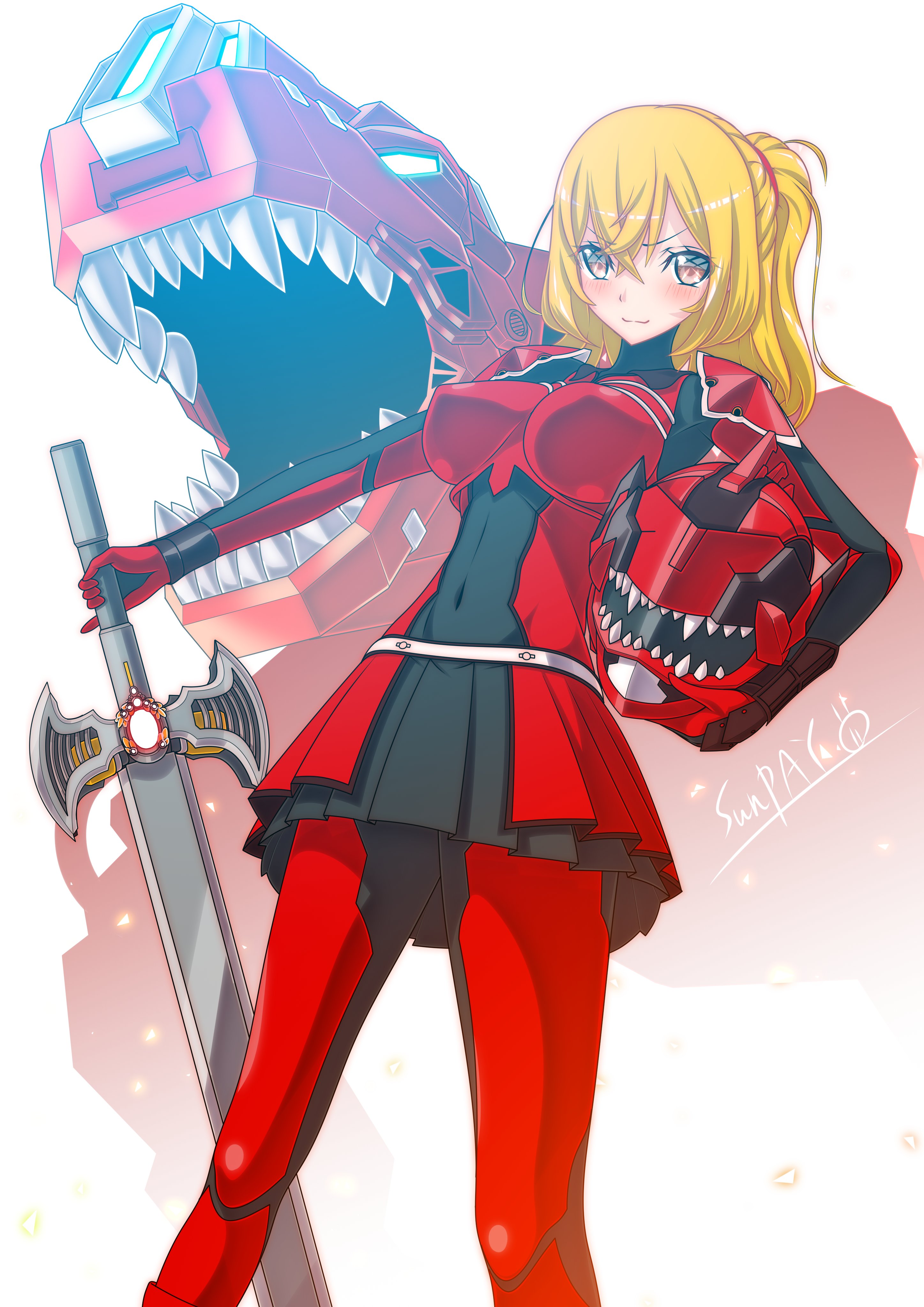 The Big ImageBoard (TBIB) - 1girl absurdres assault visor bangs black dress blonde hair blue ...