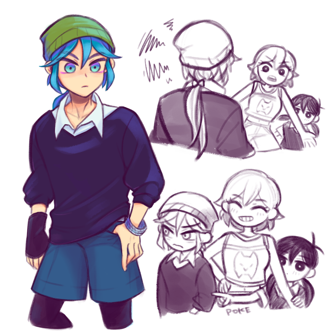 The Big ImageBoard (TBIB) - 1boy 2girls aubrey (omori) beanie black ...