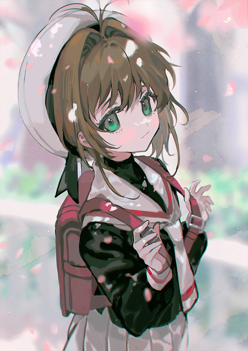 The Big ImageBoard (TBIB) - 1girl antenna hair backpack bag bangs beret black shirt blurry ...