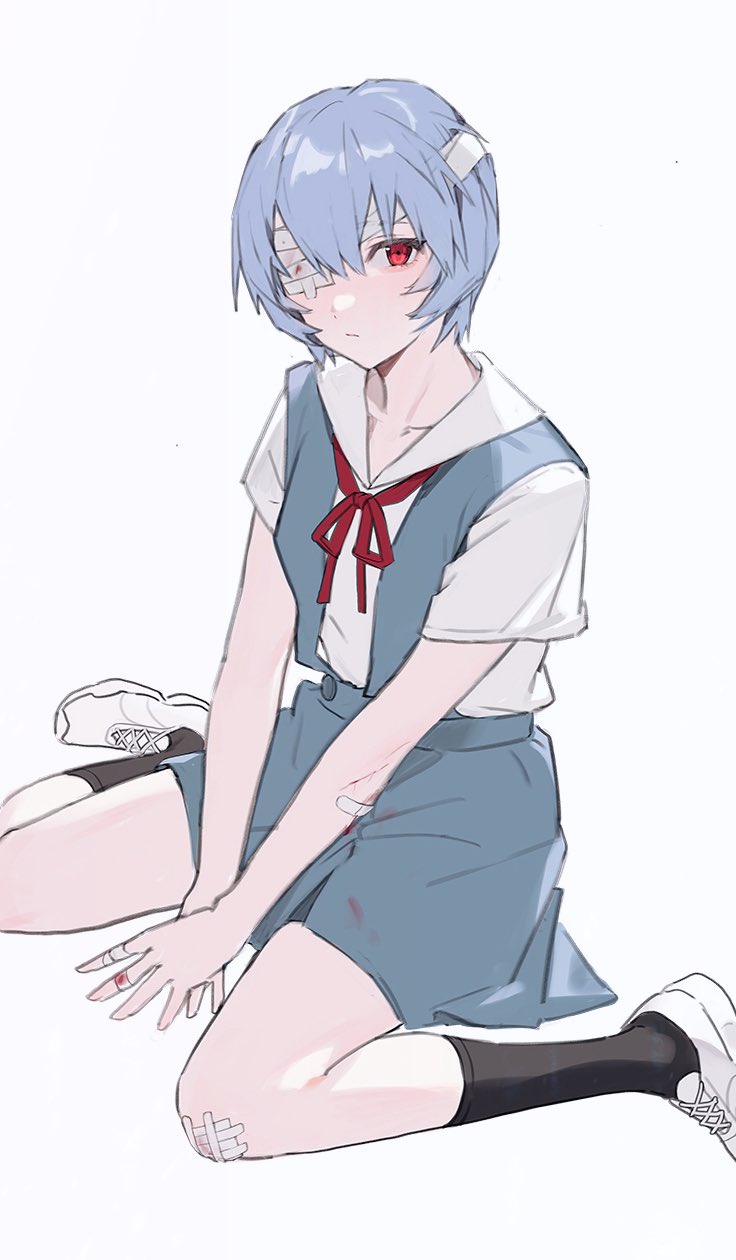 The Big ImageBoard (TBIB) - 1girl aiko (kanl) ayanami rei bandage over one eye bandages bandaid ...