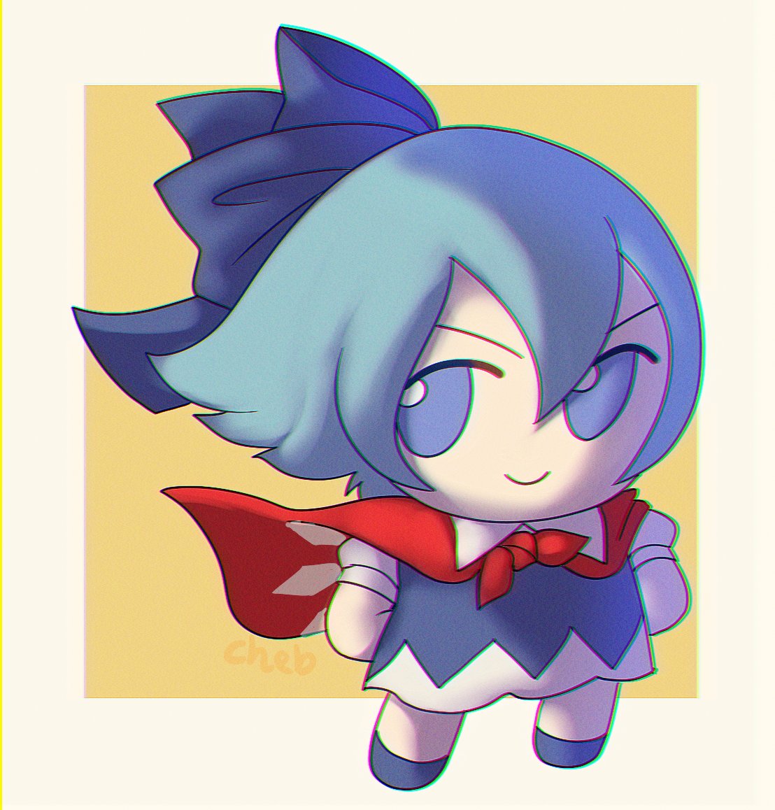 The Big ImageBoard (TBIB) - 1girl blue dress blue eyes blue hair bow cape chromatic aberration ...