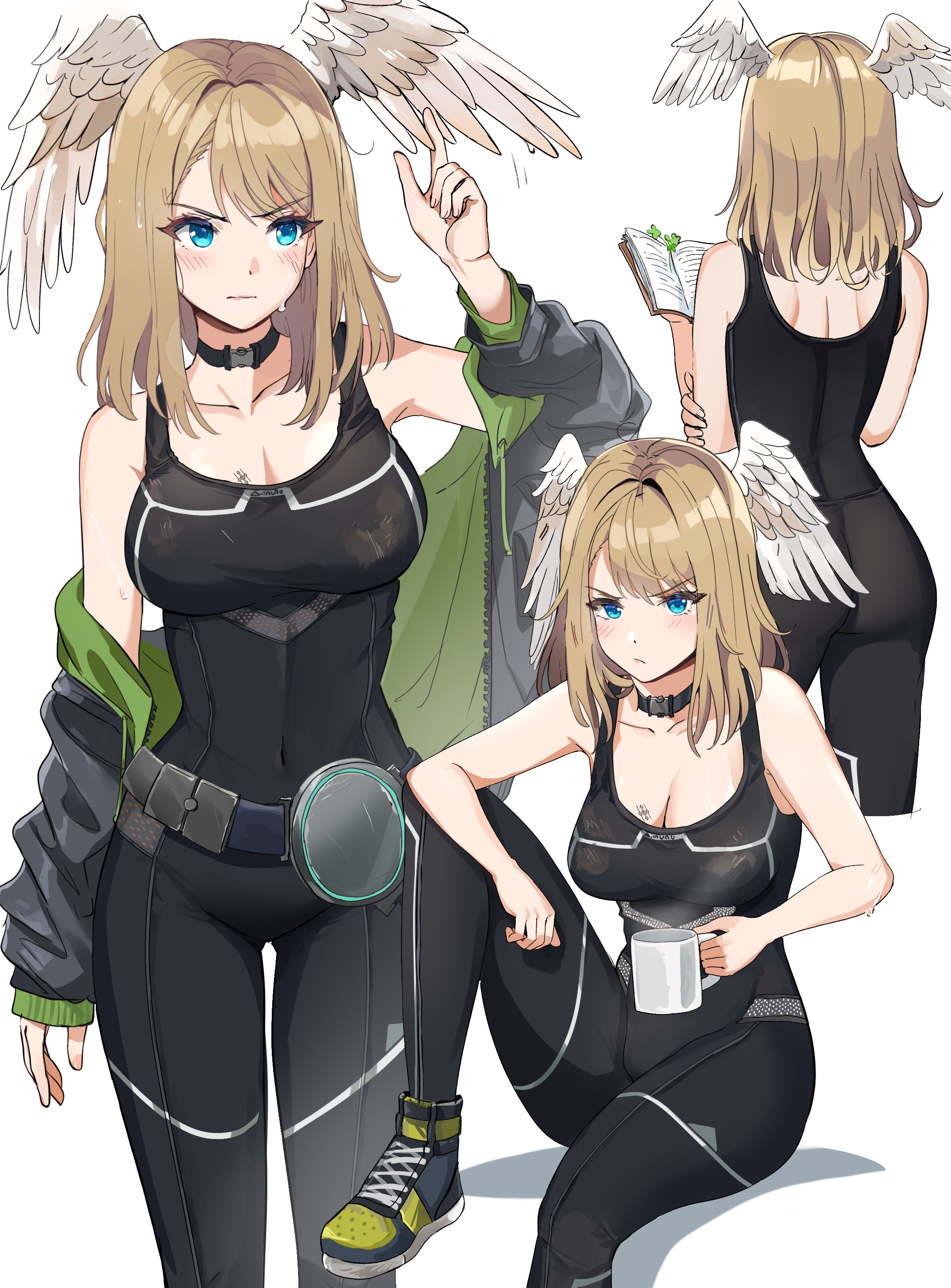 The Big ImageBoard (TBIB) - 1girl absurdres ass black bodysuit black choker black jacket blue ...