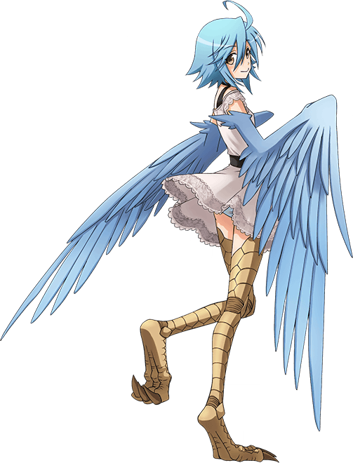 The Big Imageboard Tbib 1girl Ahoge Artist Request Bird Legs Black