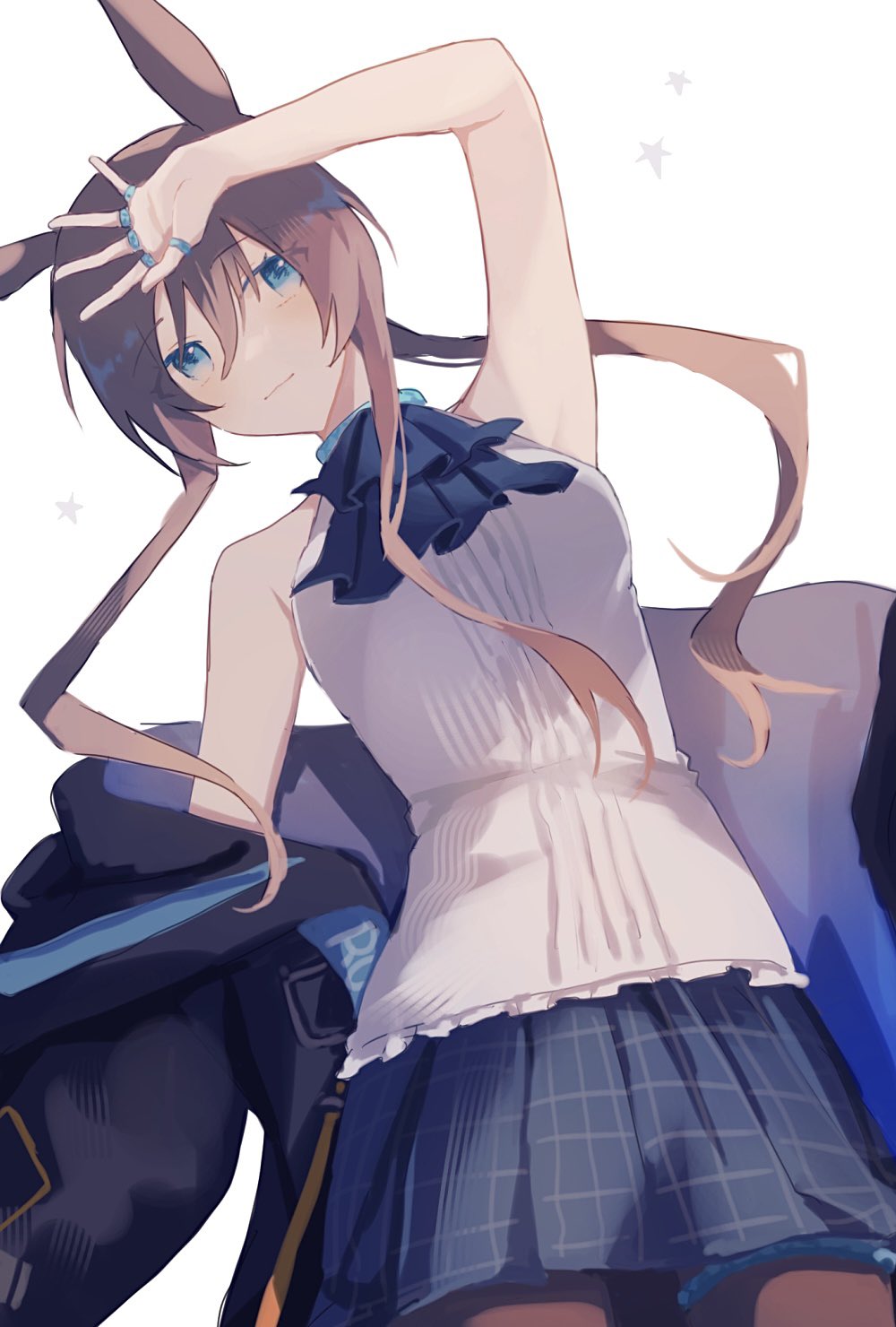 The Big ImageBoard (TBIB) - 1girl amiya (arknights) animal ears arknights arm up armpits ascot ...