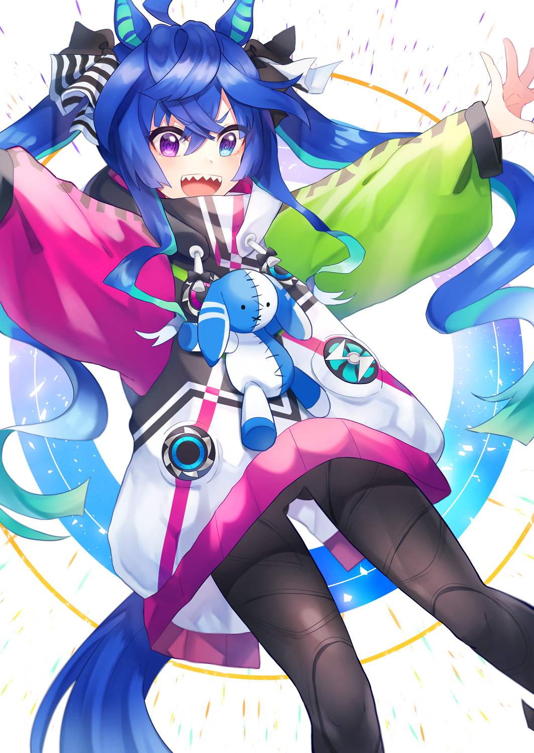 The Big ImageBoard (TBIB) - 1girl @ @ ahoge animal ears aqua hair bangs black bodysuit black ...