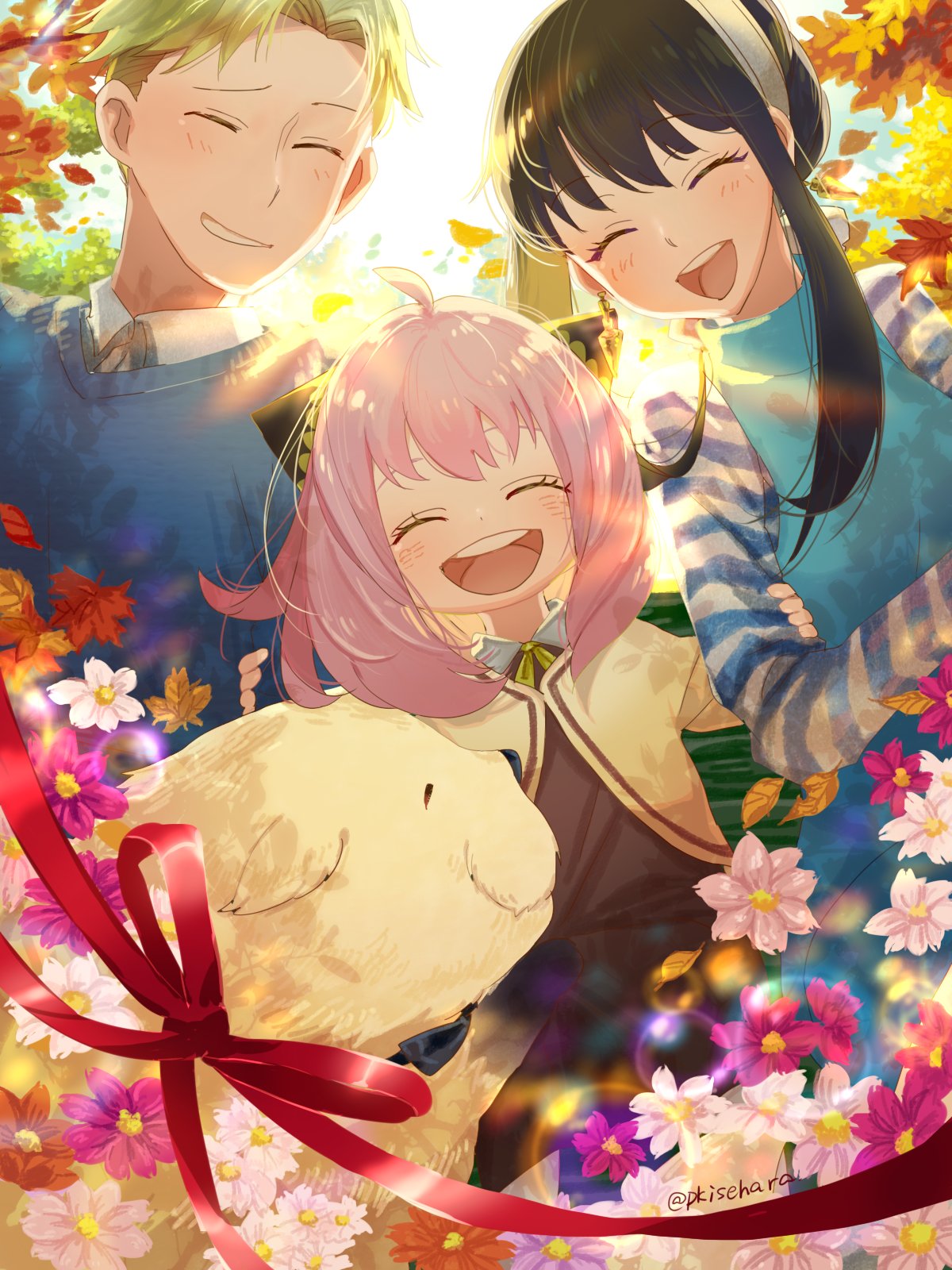 The Big ImageBoard (TBIB) - 1boy 2girls ahoge animal animal ears anya (spy x family) arms up ...